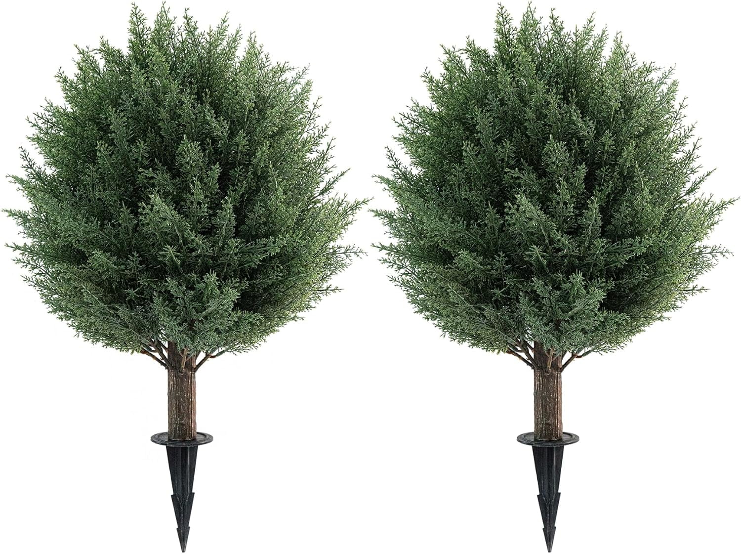 21'' Artificial Cedar Topiary Ball Trees with Ground Spike, 2 Pack ...