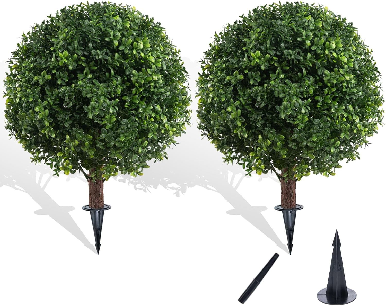 21" Artificial Cypress Topiary Outdoor Plants with Spike, 2 Pack Faux ...