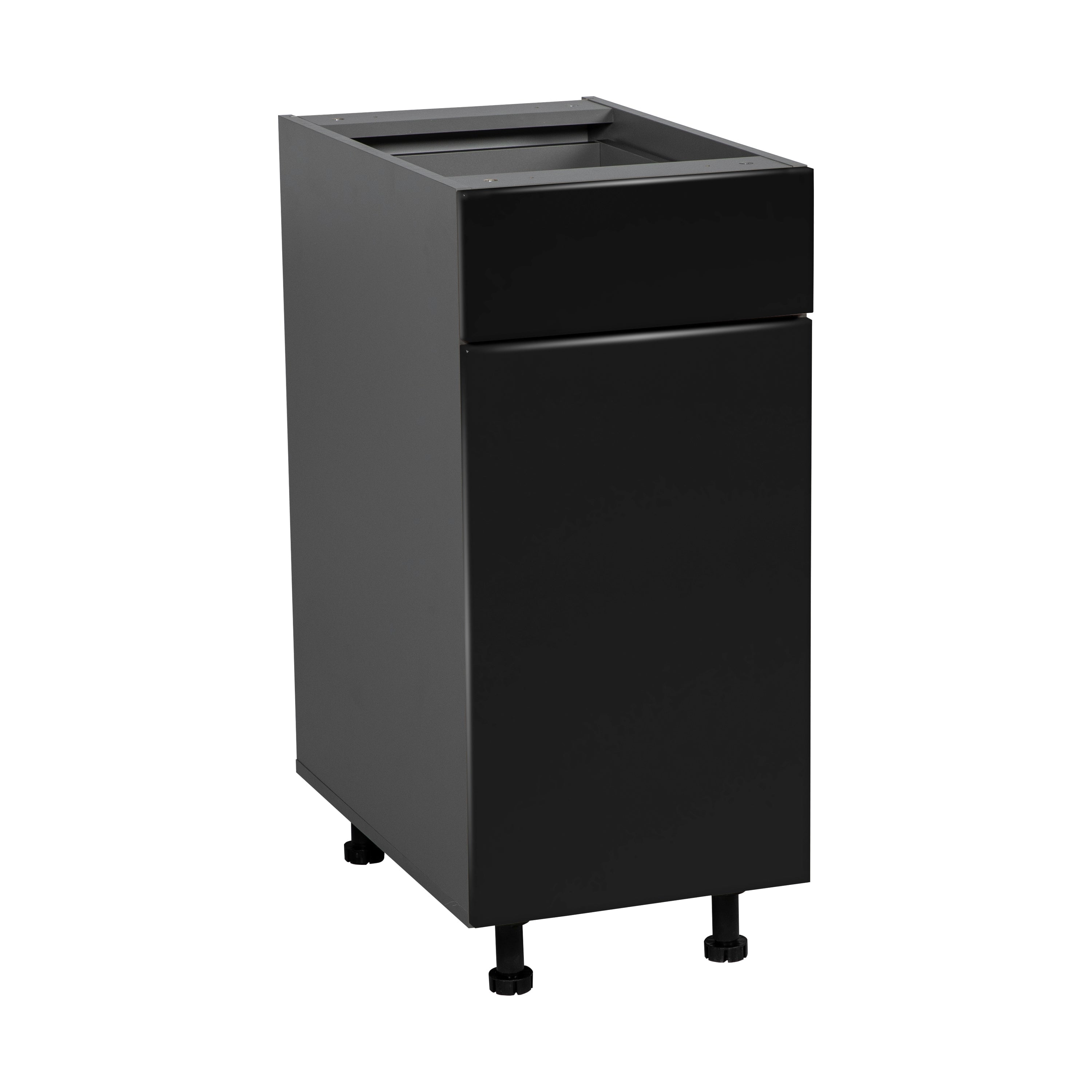 21" Base Cabinet Single Door Single Drawer with Black Matte door ...