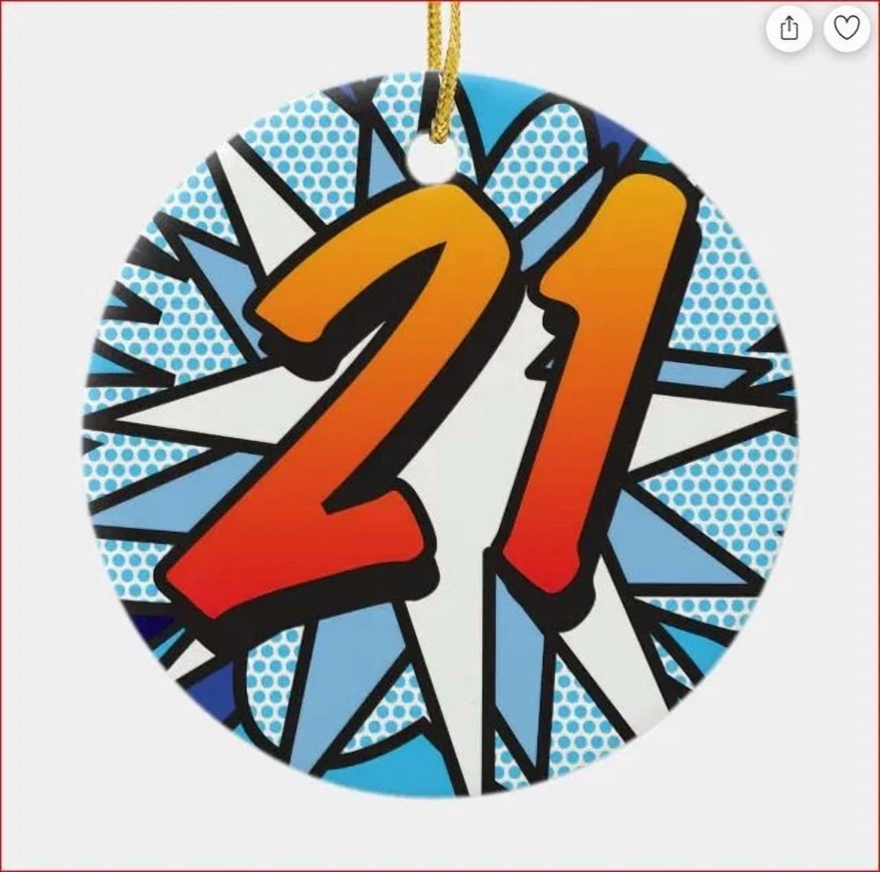 21 Birthday Fun Retro Comic Book Ceramic Ornament 2D Ceramic Ornament ...