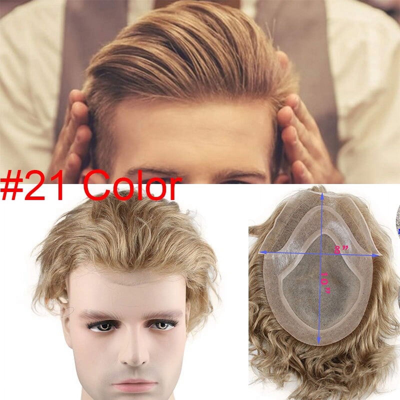 21# Blonde Human Hair Toupee For Men Mono Transparent Lace Toupee With ...