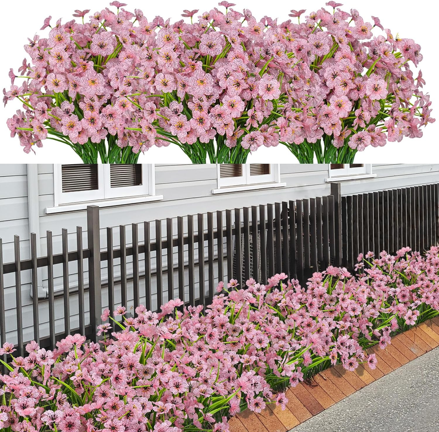 21 Bundles Artificial Outdoor UV Resistant Flowers No Fade Fake Outside ...
