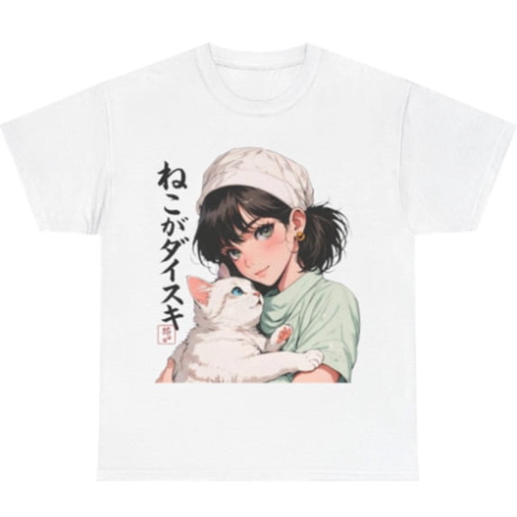 21.Cat Lover Hug T-Shirt #3 | ねこがダイスキ | Kawaii Japanese Art Tee | Front ...