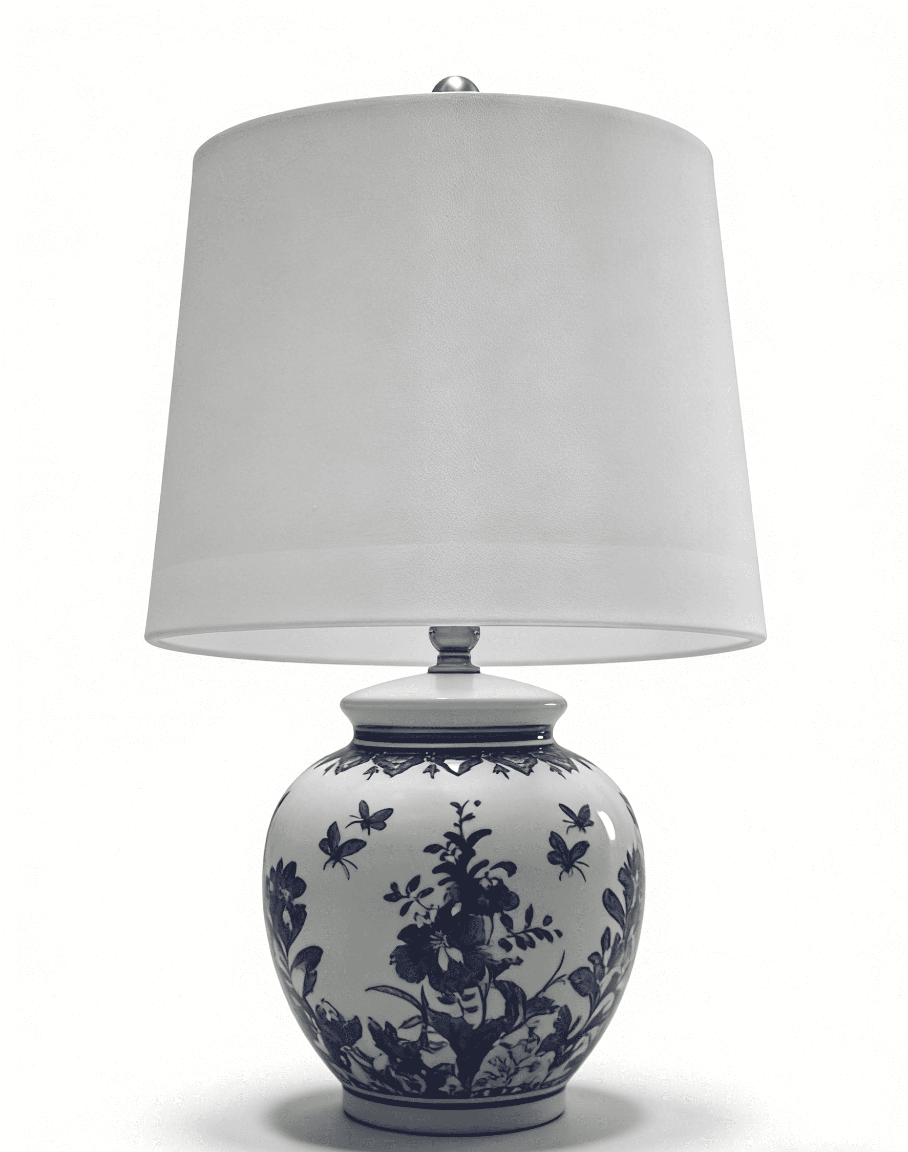 21" Classic Blue and White Porcelain Table Lamp, Farmhouse Ceramic ...