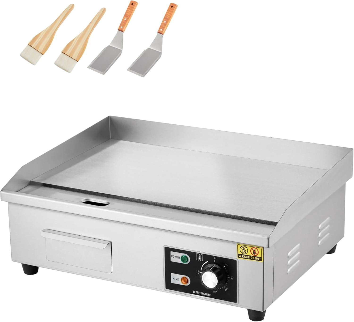 21 in Commercial Electric Griddle Countertop, 1600 w Flat Top Breakfast ...