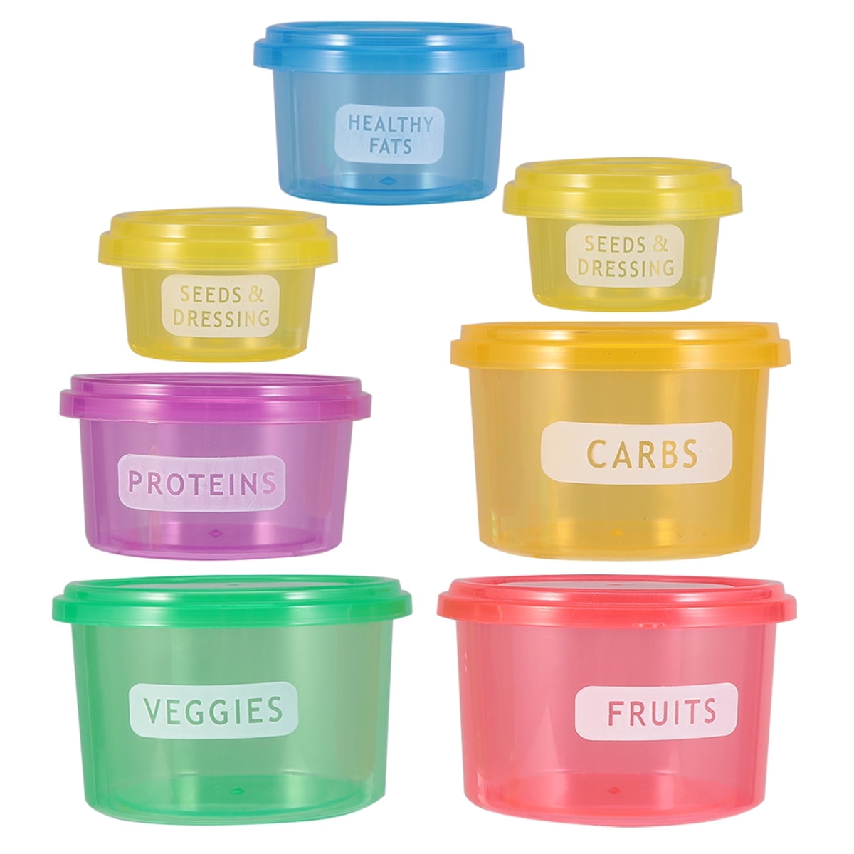 Bbanquetan 7-Piece Food Portion Control Container Set for Meal Prep ...