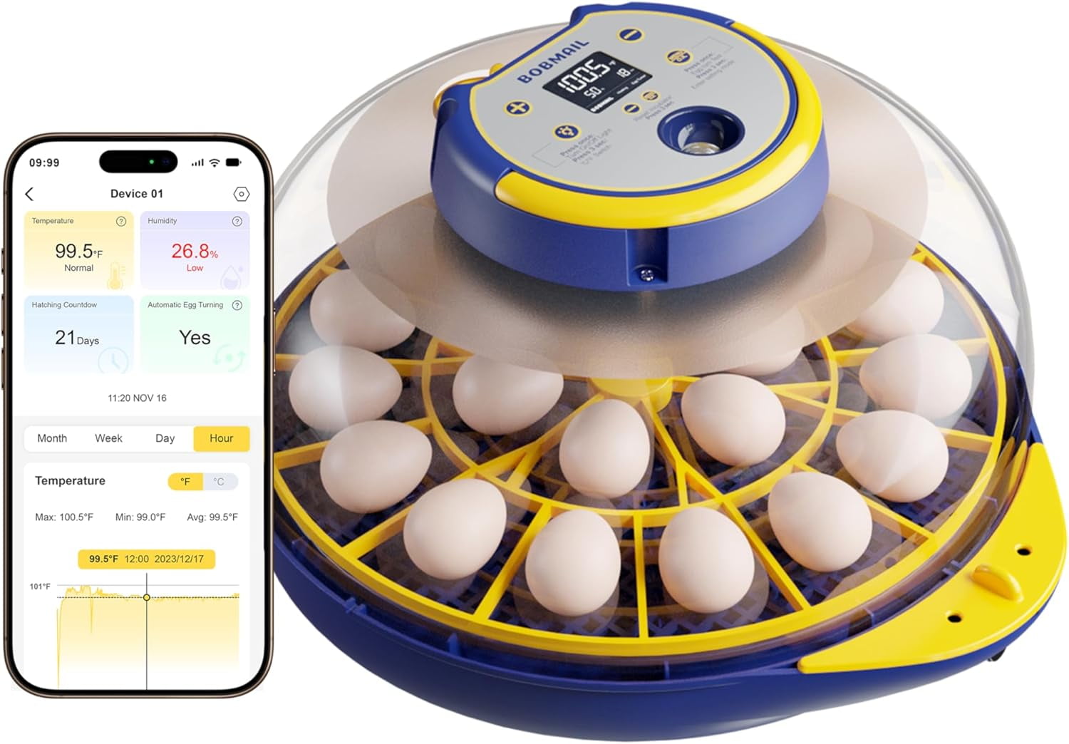 21 Egg Incubator for Hatching Eggs, Incubator with Automatic Egg ...