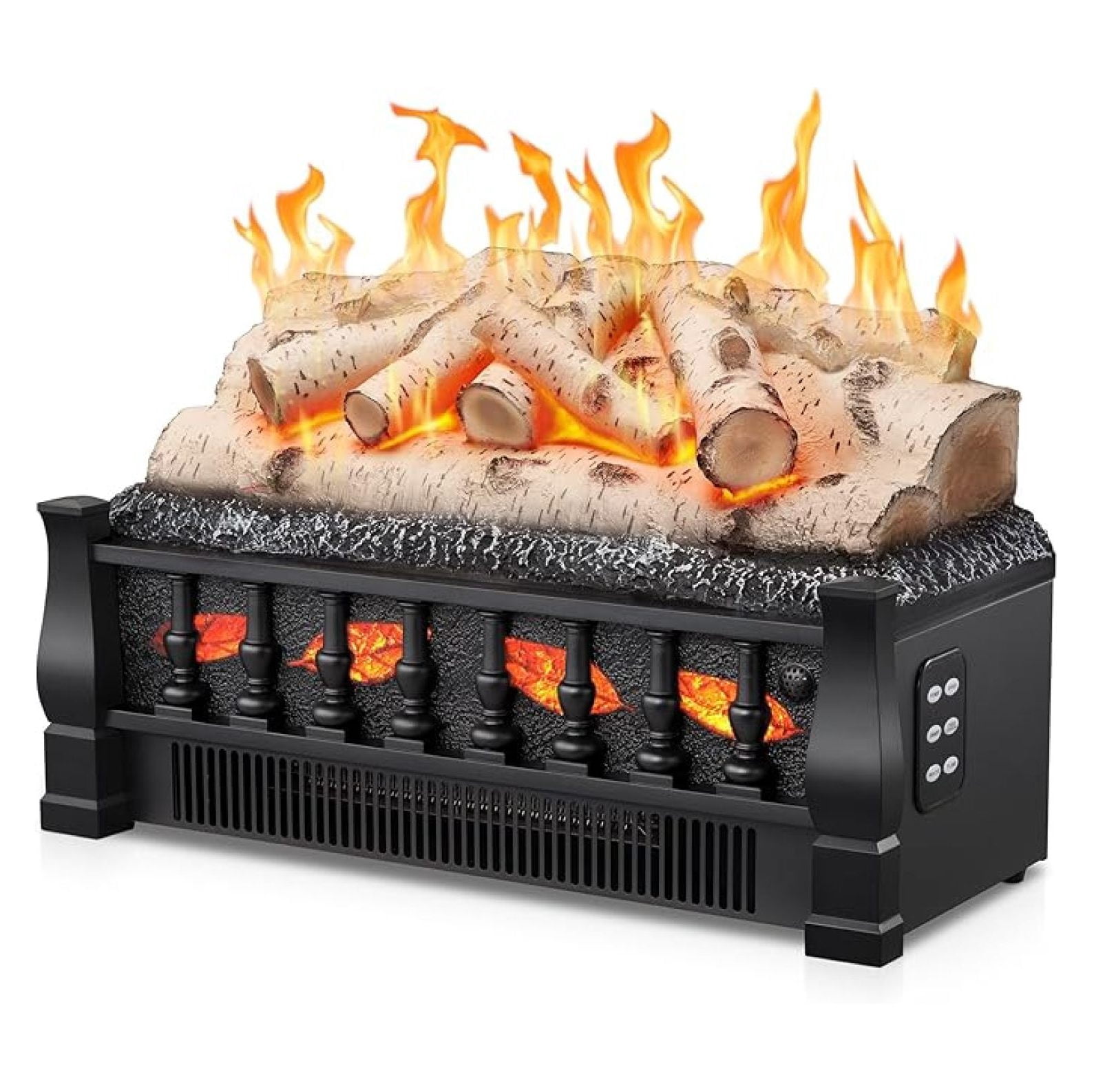 21" Electric Fireplace Logs Heater Insert with Control, Realistic 3D ...