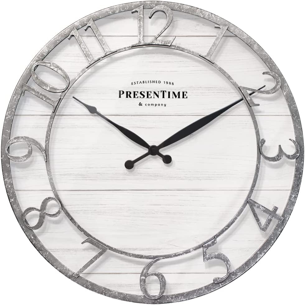 21" Farmhouse Series Wall Clock, Shiplap Style, Raised 3D Arabic ...