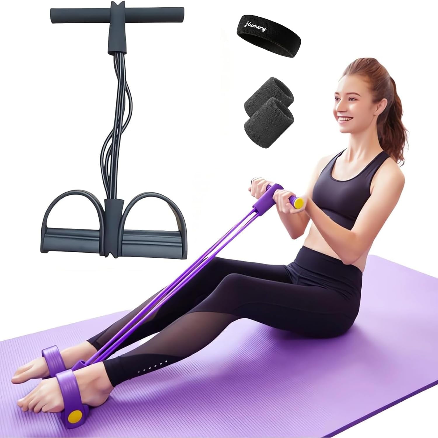 21 Fitness Resistance Bands-4 Tube Pedal Ankle Puller, 20 Lbs Stretch ...