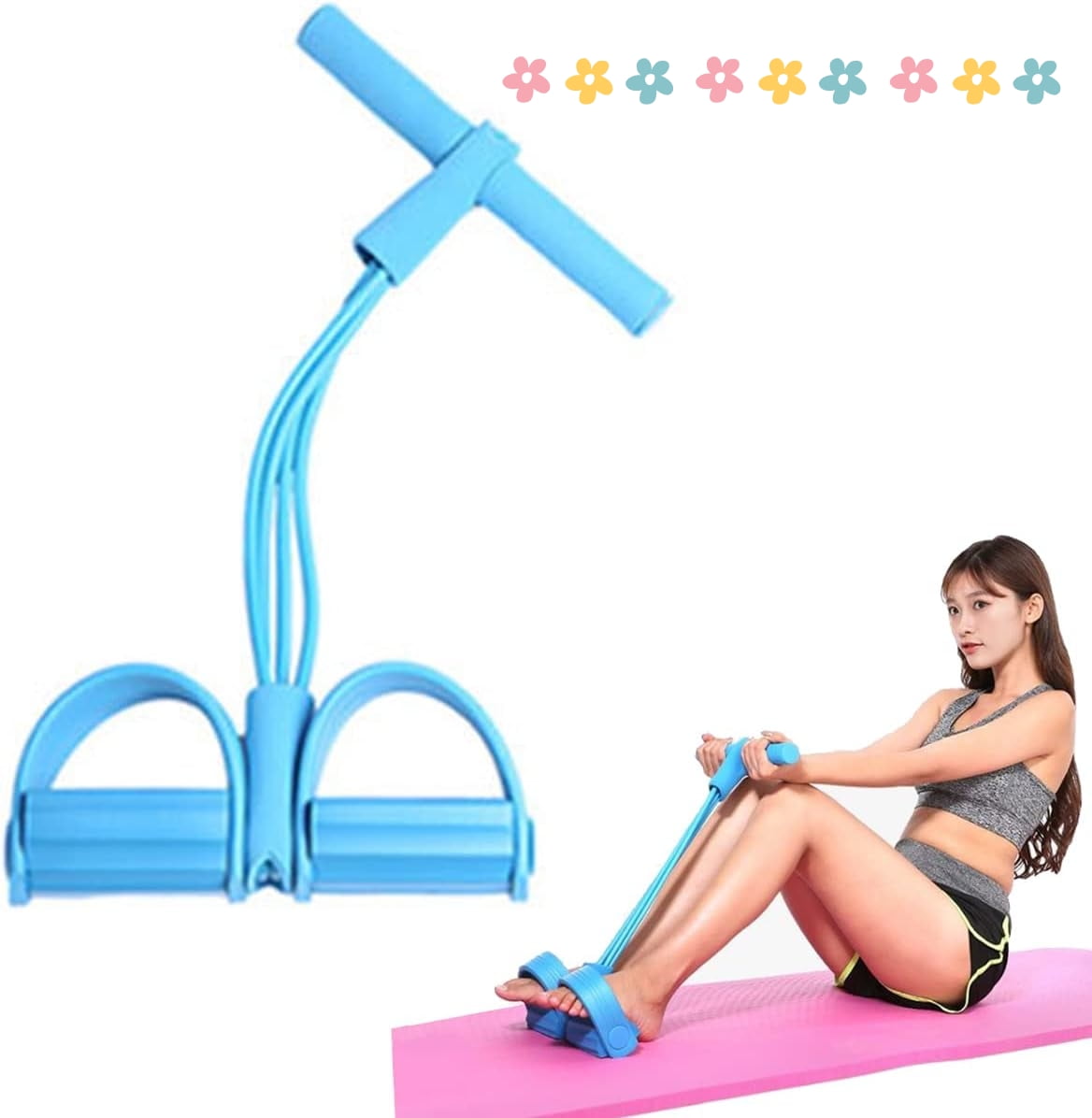 21 Fitness Resistance Bands-4 Tube Pedal Ankle Puller, 2025 New Elastic Yoga Pedal Puller ...