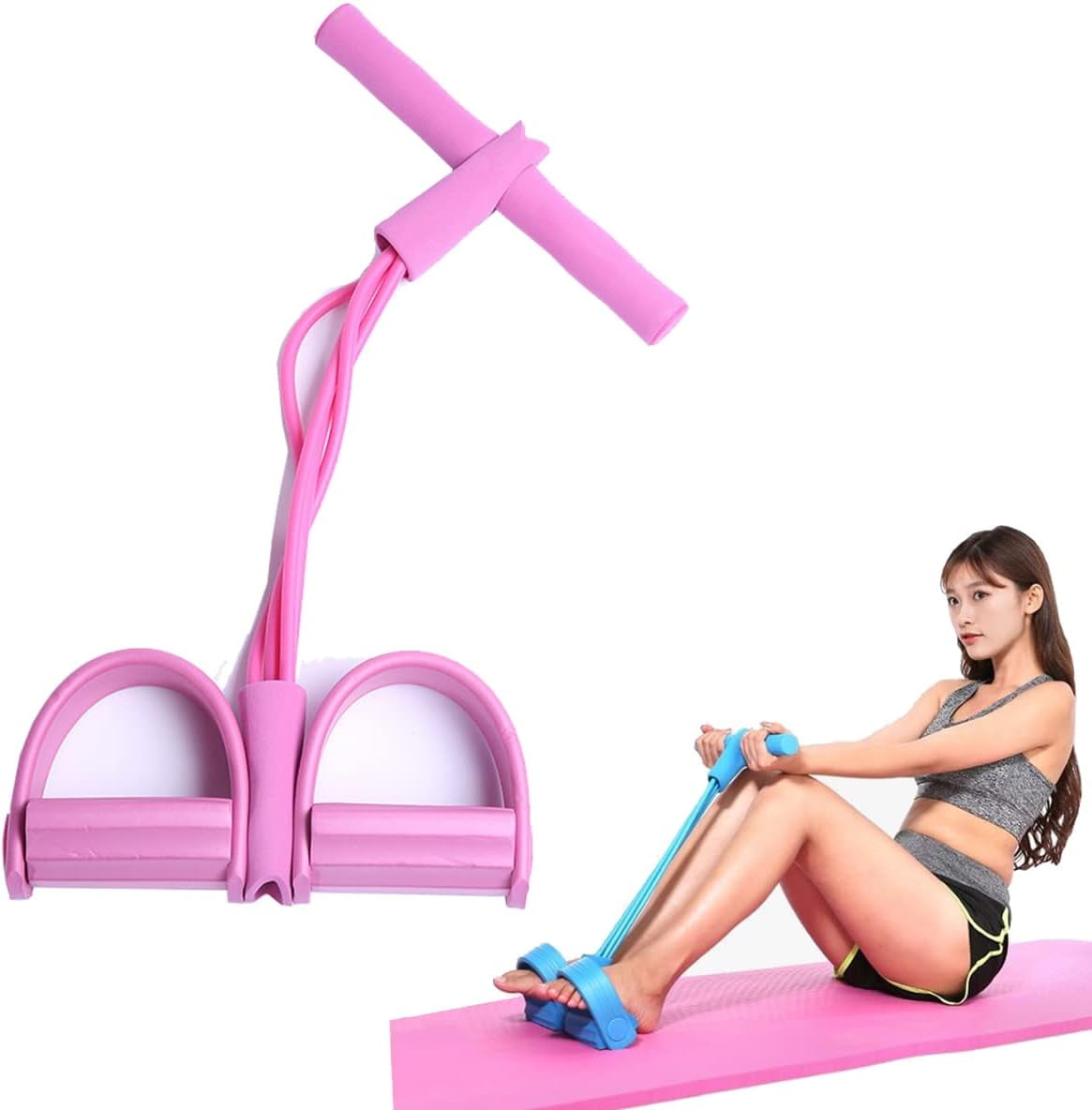 21 Fitness Resistance Bands-4 Tube Pedal Ankle Puller, 2025 New Elastic Yoga Pedal Puller ...