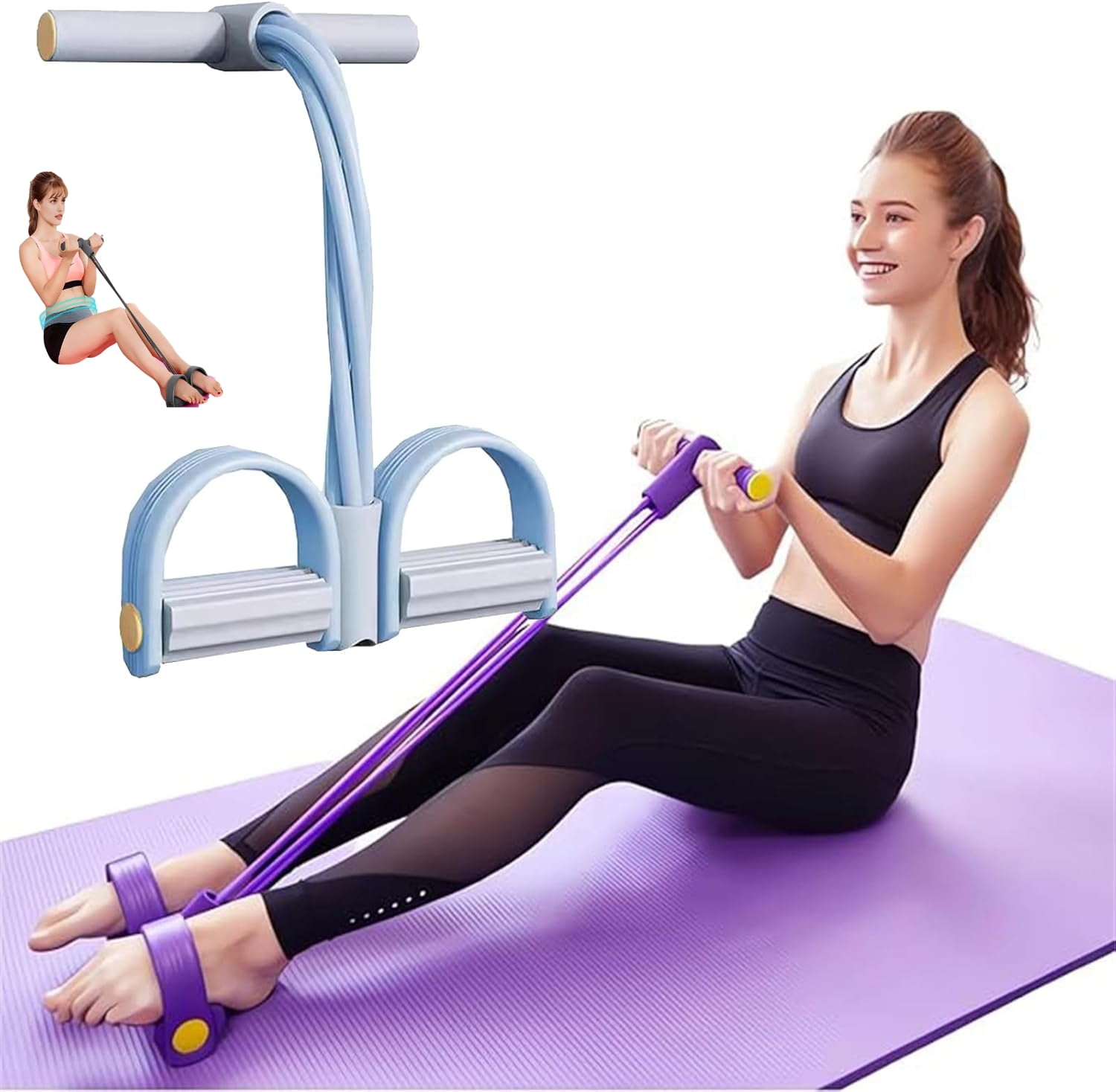 21 Fitness Resistance Bands-4 Tube Pedal Ankle Puller - 2025 New Sit up Leg Stretch Rope ...