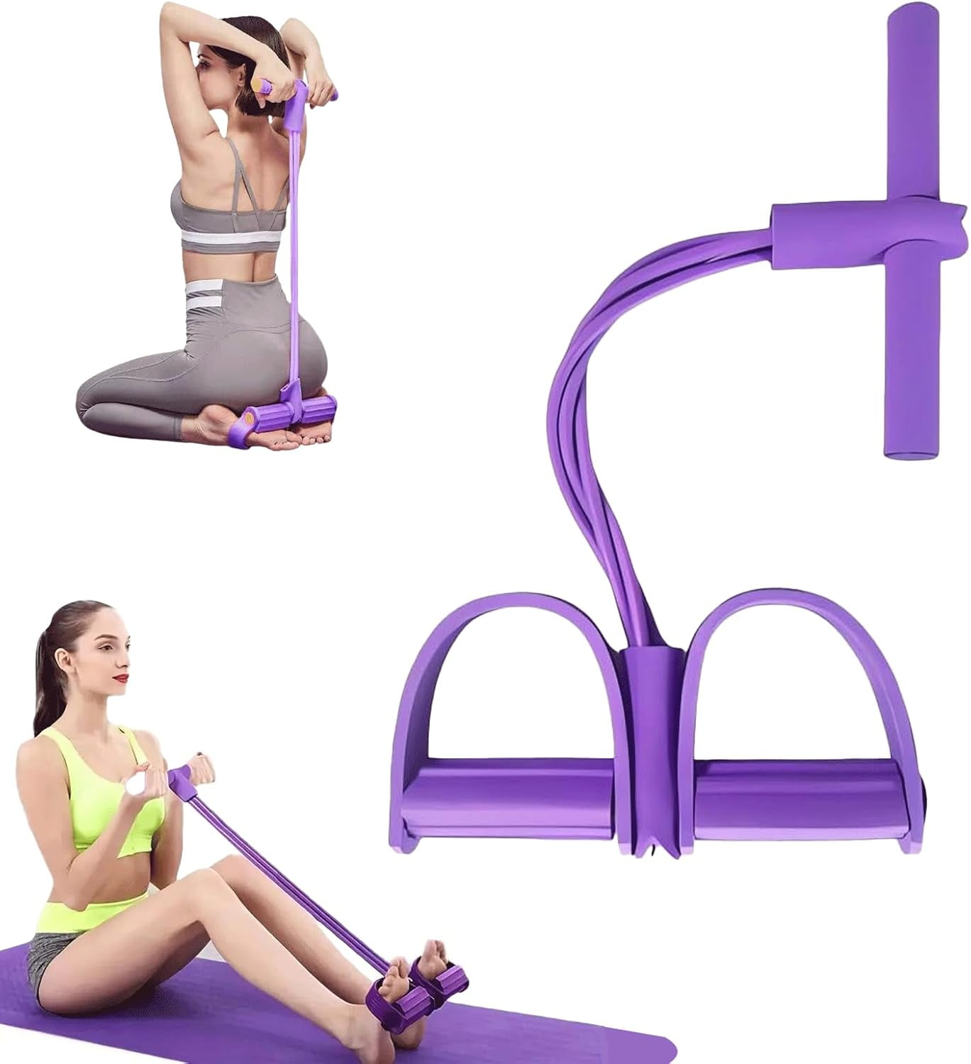 21 Fitness Resistance Bands-4 Tube Pedal Ankle Puller, 2025 New Sit up Leg Stretch Rope Exercise ...