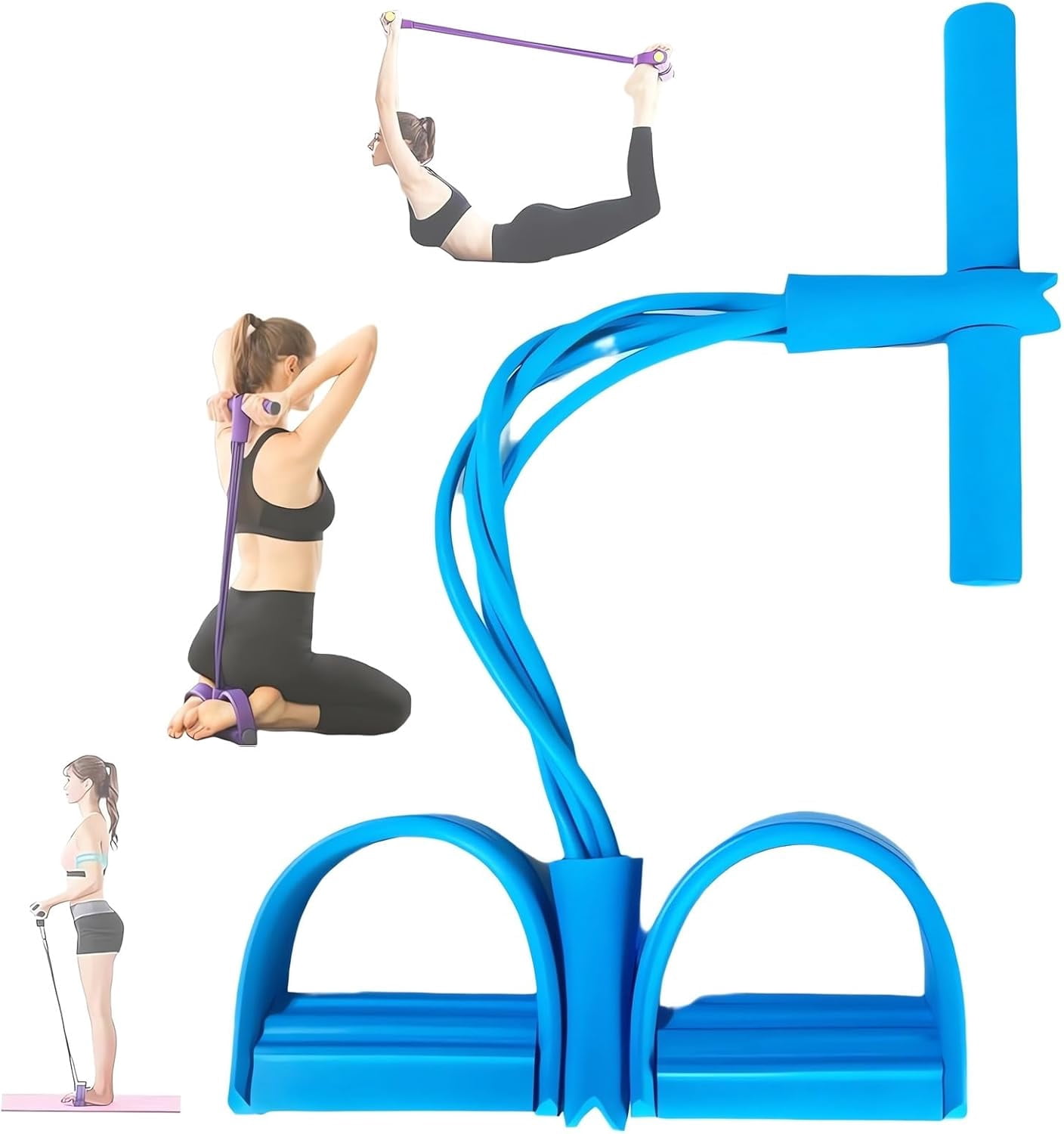 21 Fitness Resistance Bands-4 Tube Pedal Ankle Puller - 2025 New Sit up ...
