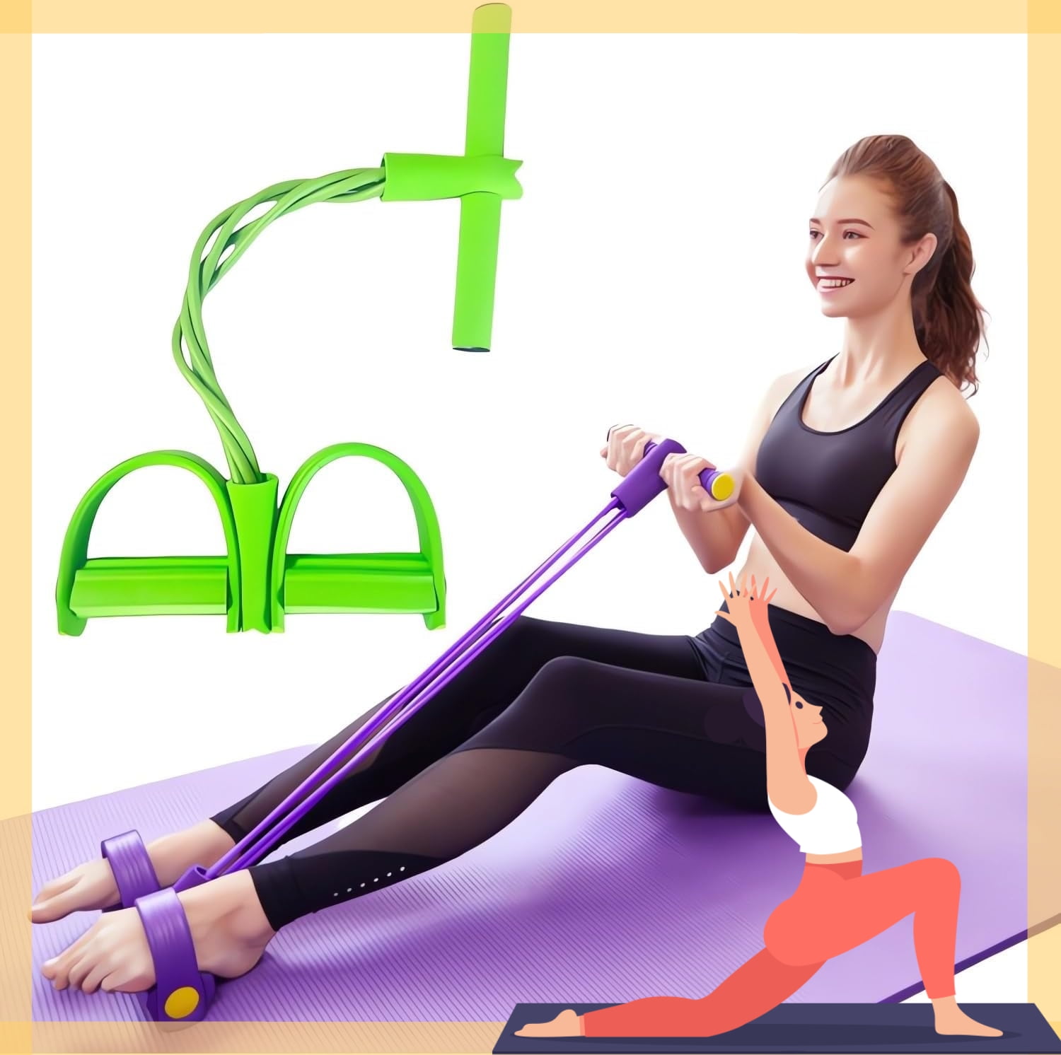 21 Fitness Resistance Bands-4 Tube Pedal Ankle Puller 2025 Upgrade ...