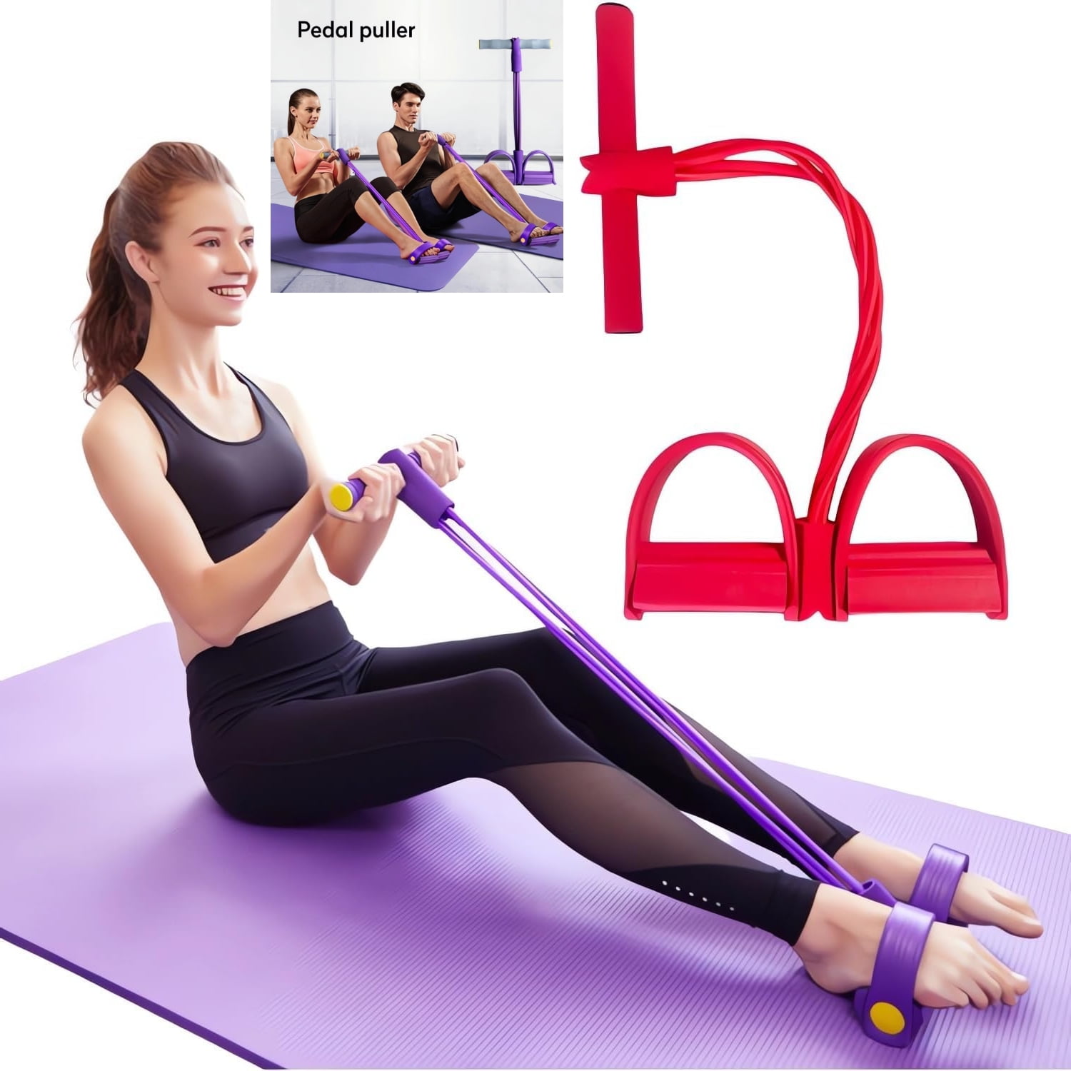 21 Fitness Resistance Bands-4 Tube Pedal Ankle Puller 2025 Upgrade ...