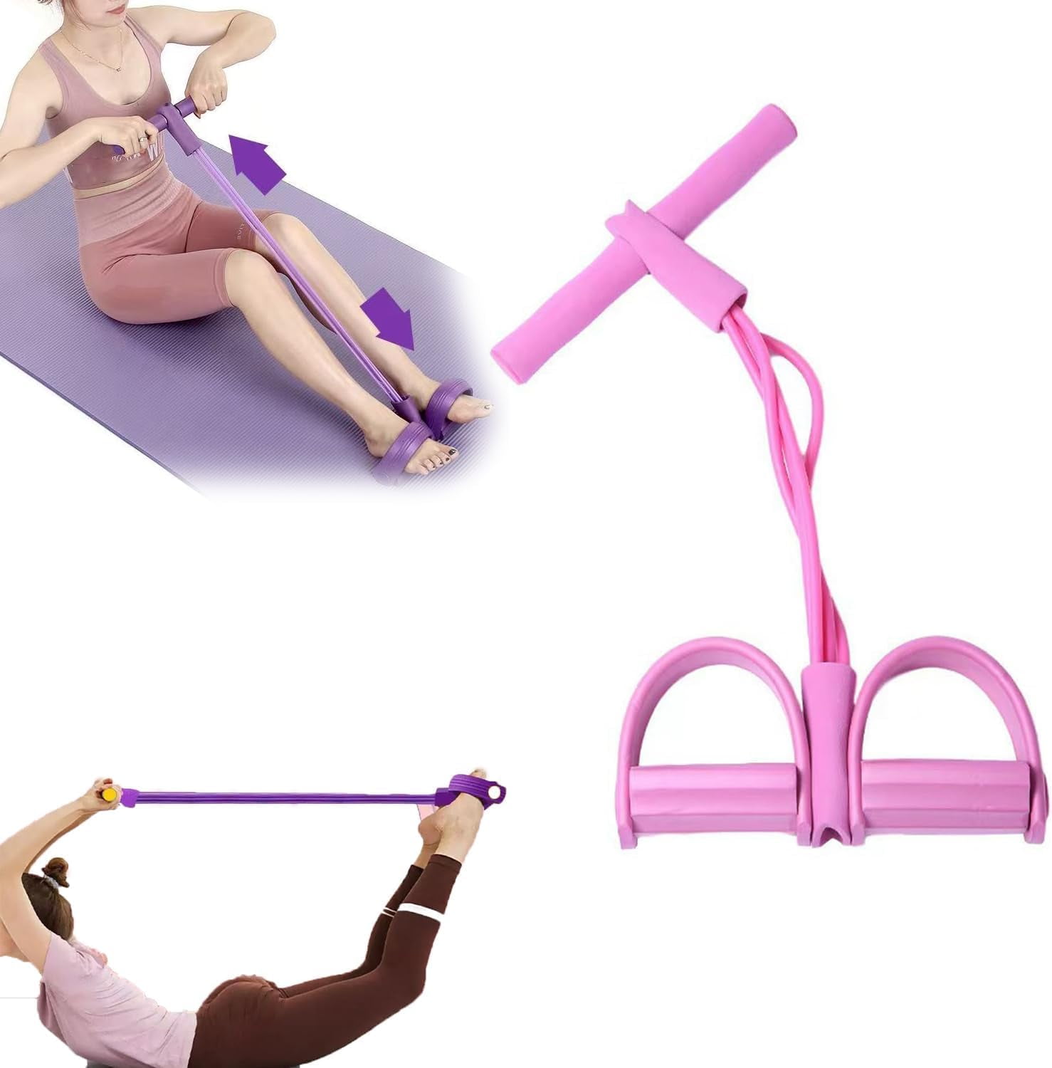 21 Fitness Resistance Bands-4 Tube Pedal Ankle Puller 2025 Upgrade Stretch Bands for Exercise ...