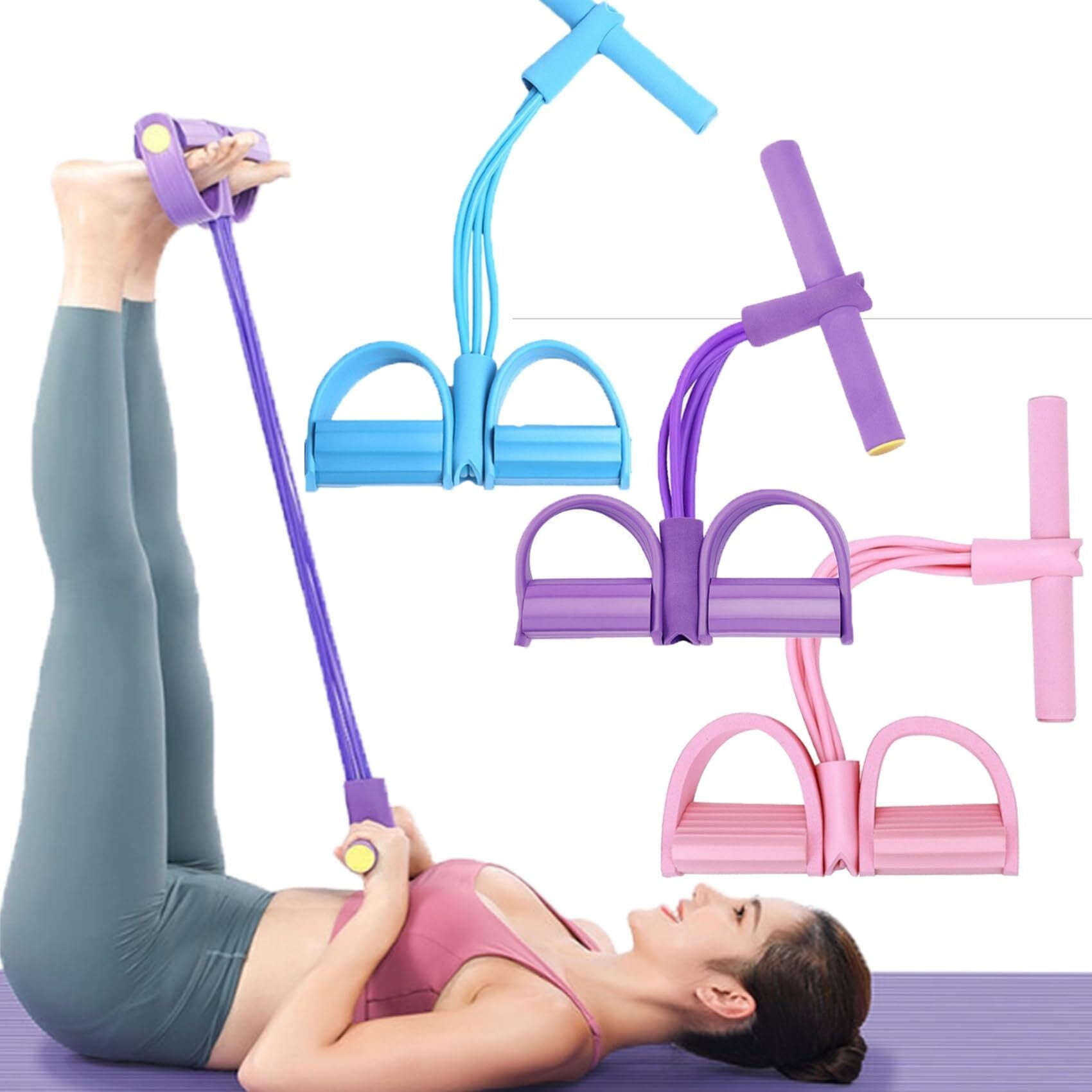 21 Fitness Resistance Bands-4 Tube Pedal Ankle Puller, 2025 Upgraded ...
