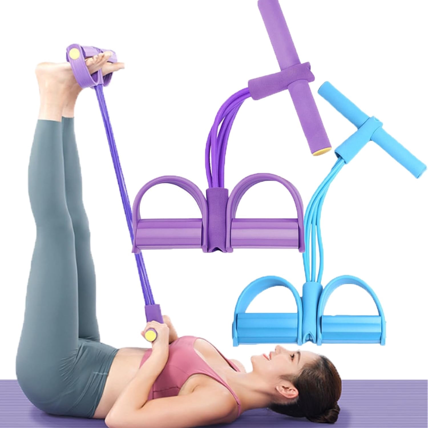 21 Fitness Resistance Bands-4 Tube Pedal Ankle Puller, 2025 Upgraded ...