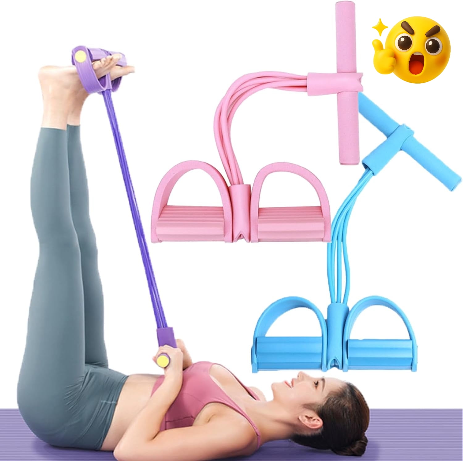 21 Fitness Resistance Bands-4 Tube Pedal Ankle Puller, 2025 Upgraded ...