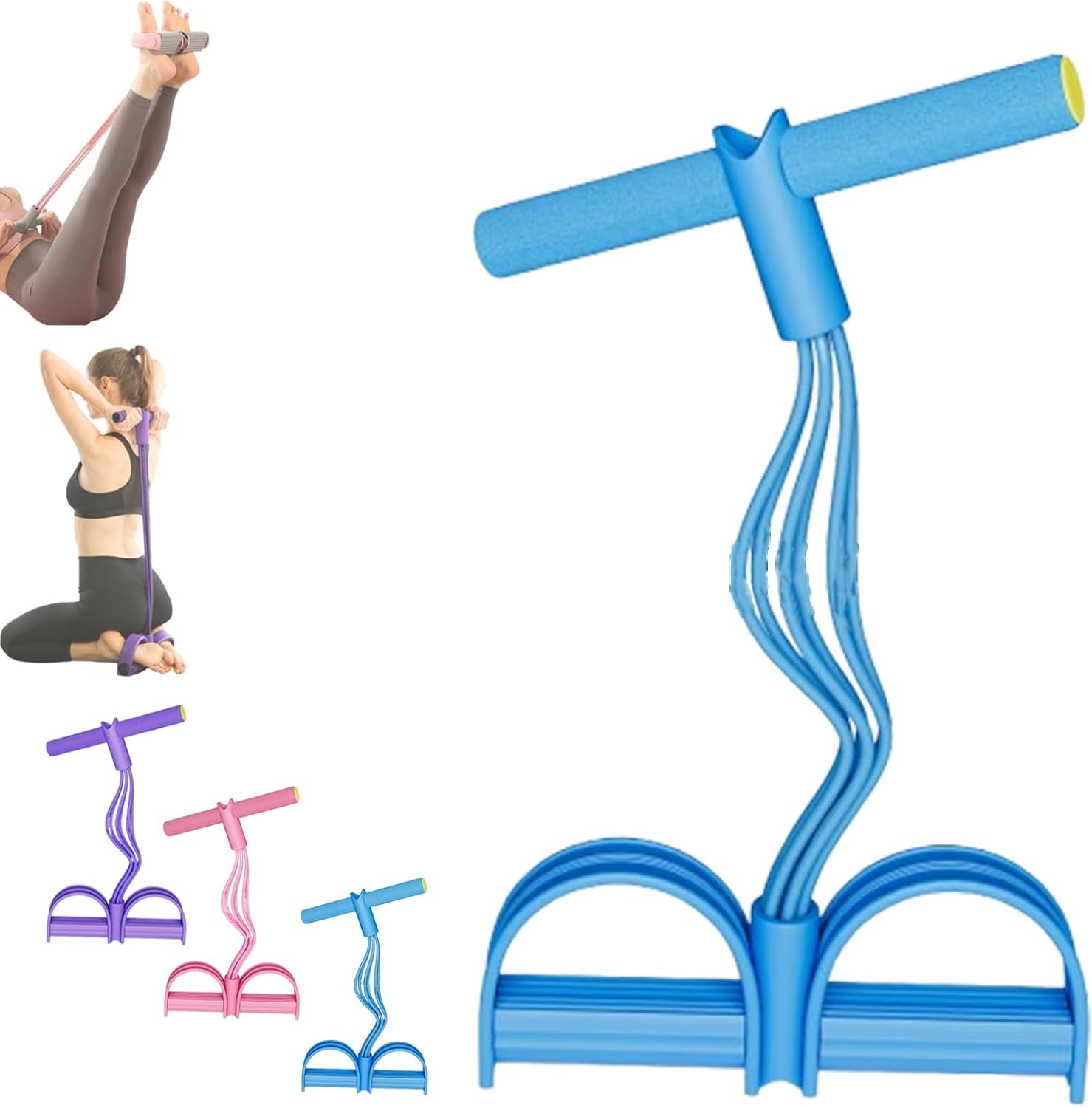 21 Fitness Resistance Bands-4 Tube Pedal Ankle Puller,Foot Pedal ...