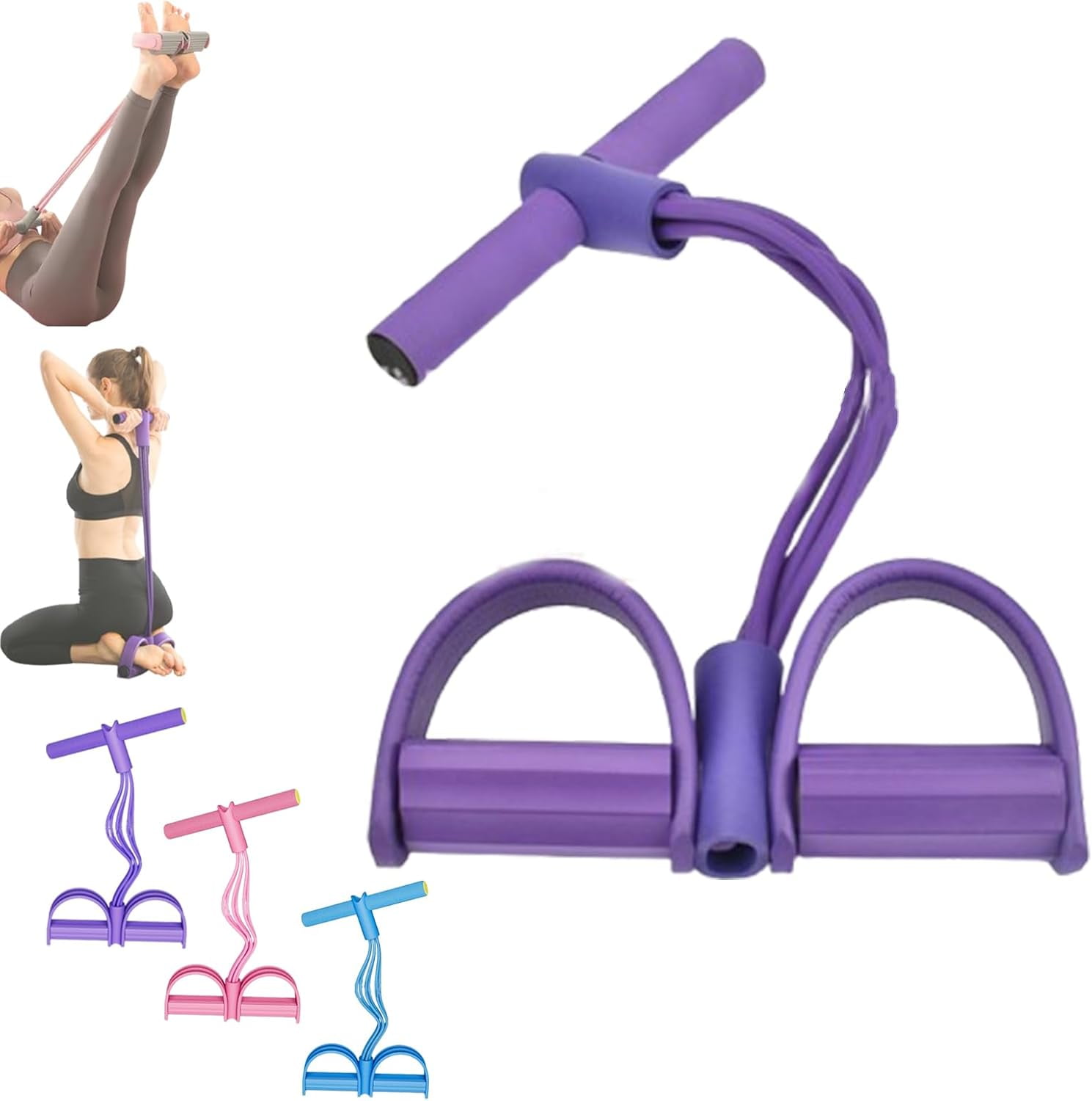 21 Fitness Resistance Bands-4 Tube Pedal Ankle Puller,Foot Pedal ...