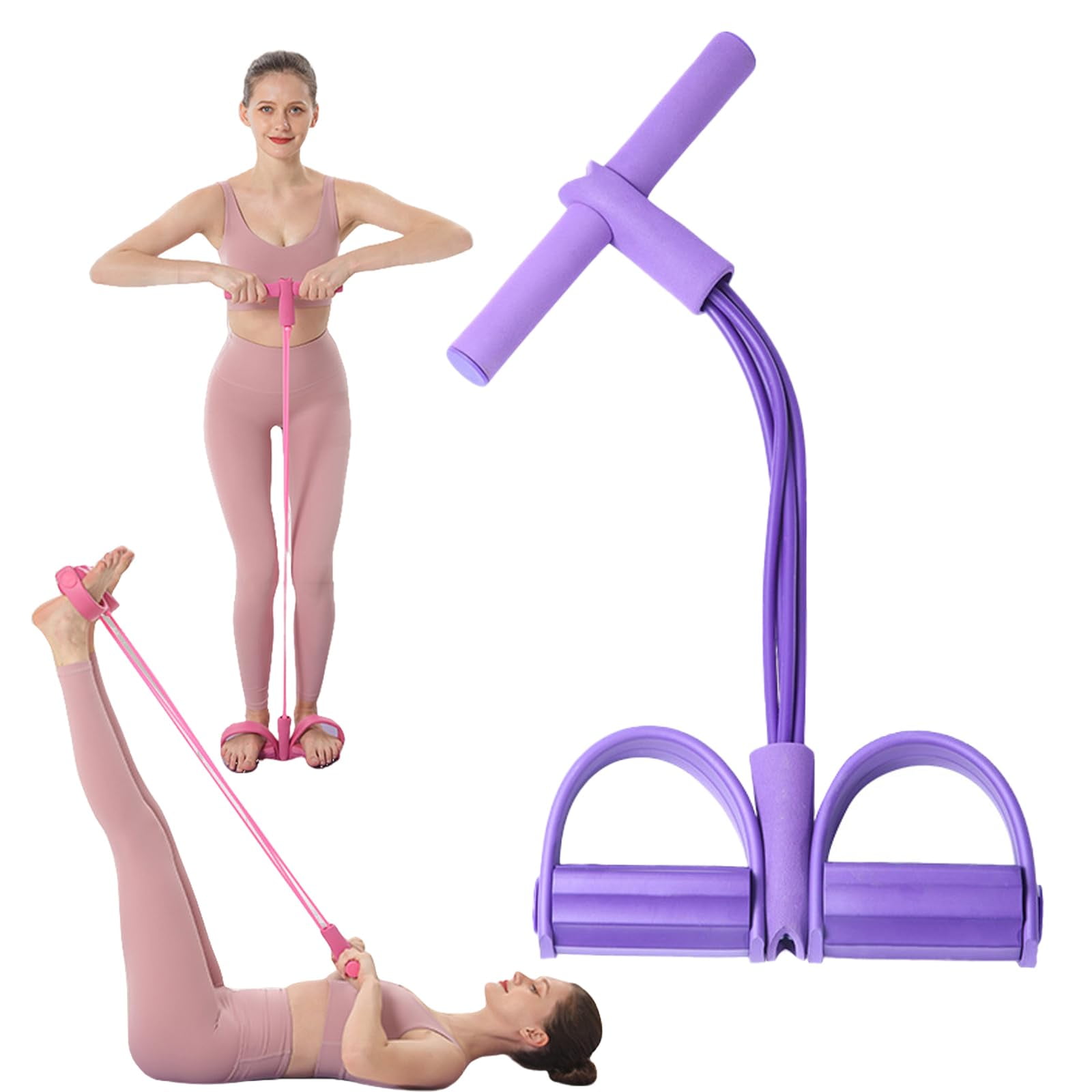 21 Fitness Resistance Bands-4 Tube Pedal Ankle Puller, Multifunction Tension Rope for Exercise ...