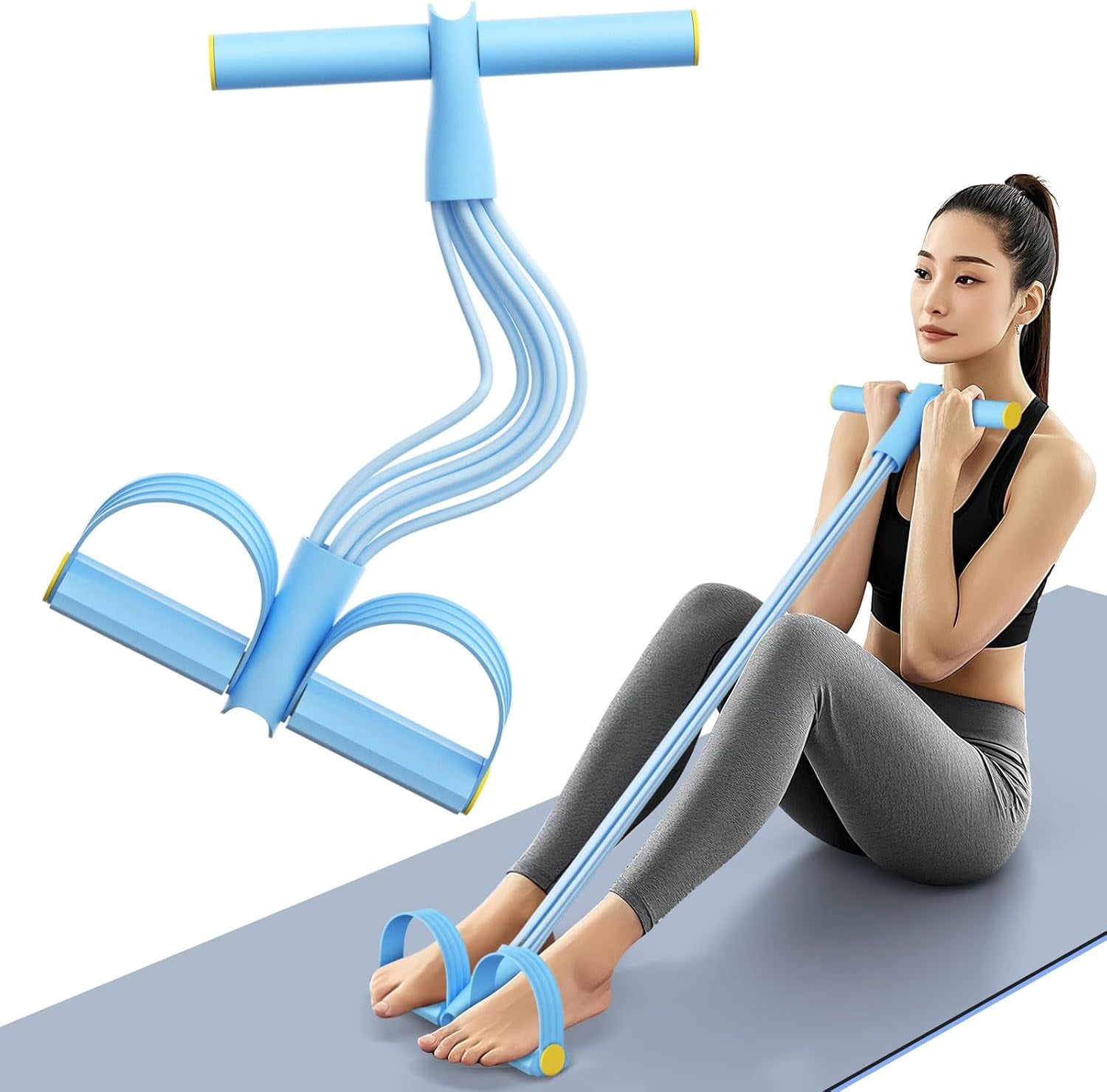 21 Fitness Resistance Bands-8 Tube Pedal Ankle Puller, Stirrup Puller ...