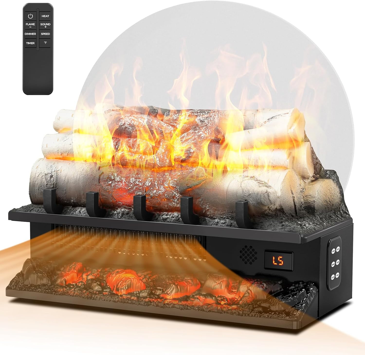 21" Freestanding Electric Fireplace Log Set with Cracking Sound ...
