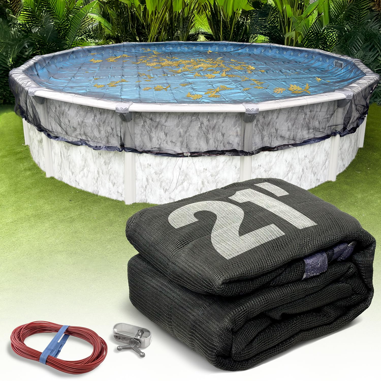 21-Ft Pool Leaf Net Cover for Above Ground Pools - Pool Net Cover ...