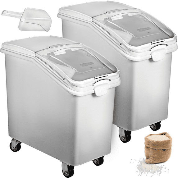 21 Gallon Ingredient Bins with Casters (2-Pack) - Food Safe Flour ...