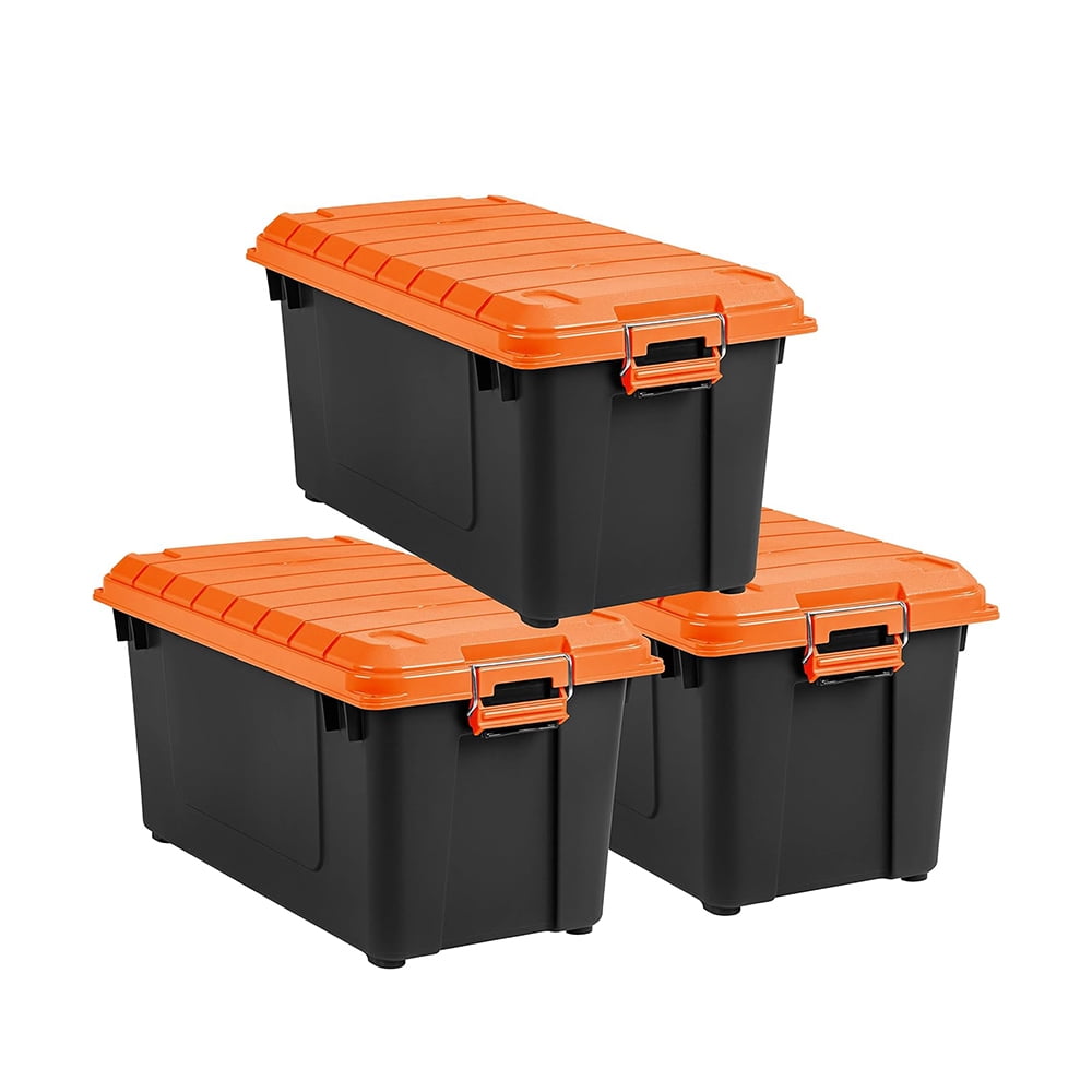 21 Gallon Plastic Storage Bins, Heavy-Duty Container Totes with Lid ...