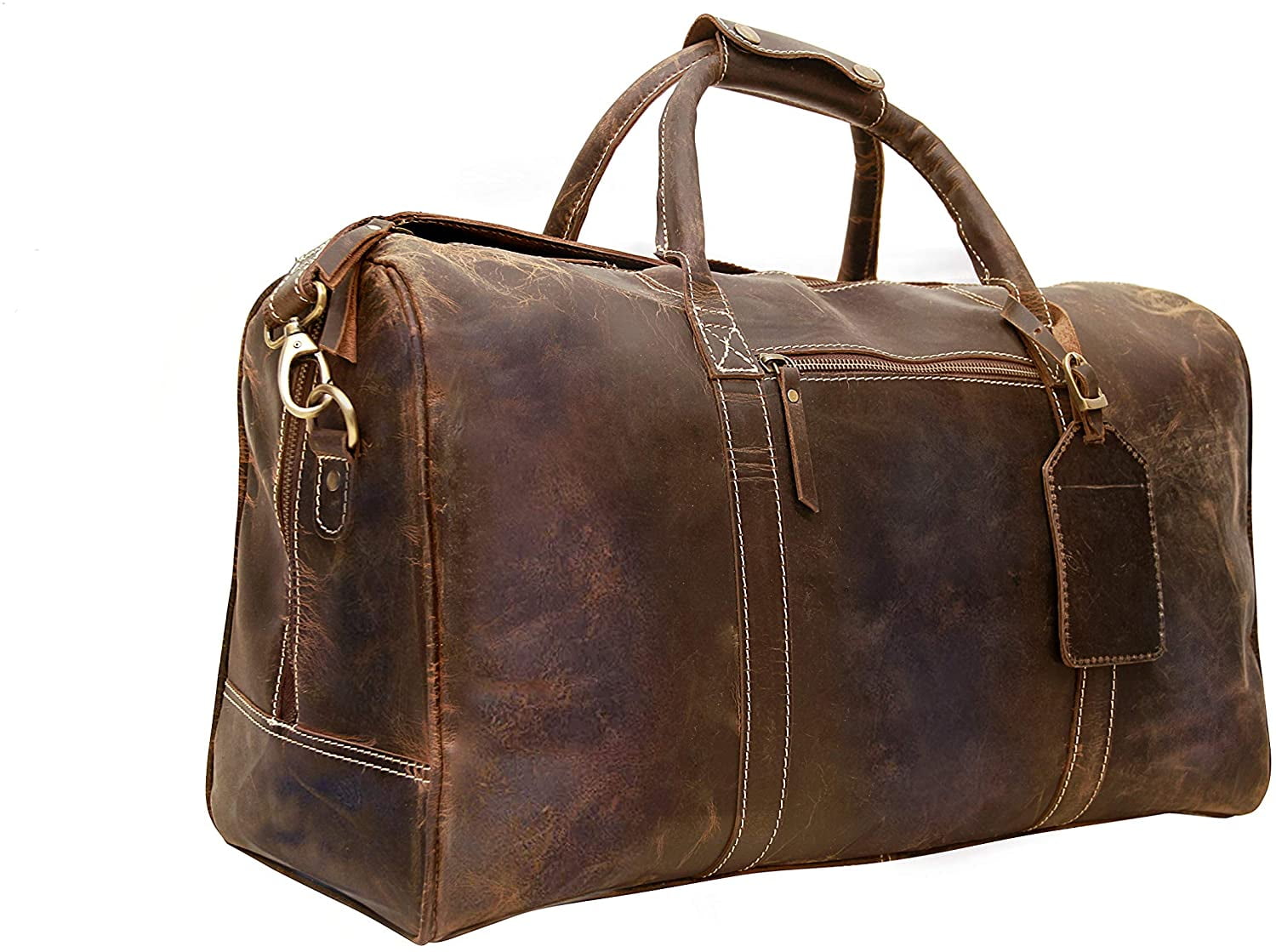 21" Men's Buffalo Leather Travel Duffle Bag | Overnight Weekend ...