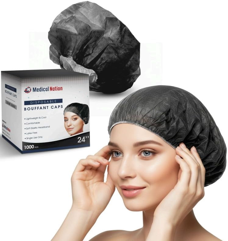 21" Hair Net Disposable Bouffant Caps |CASE OF 1000, Black| Hairnets ...