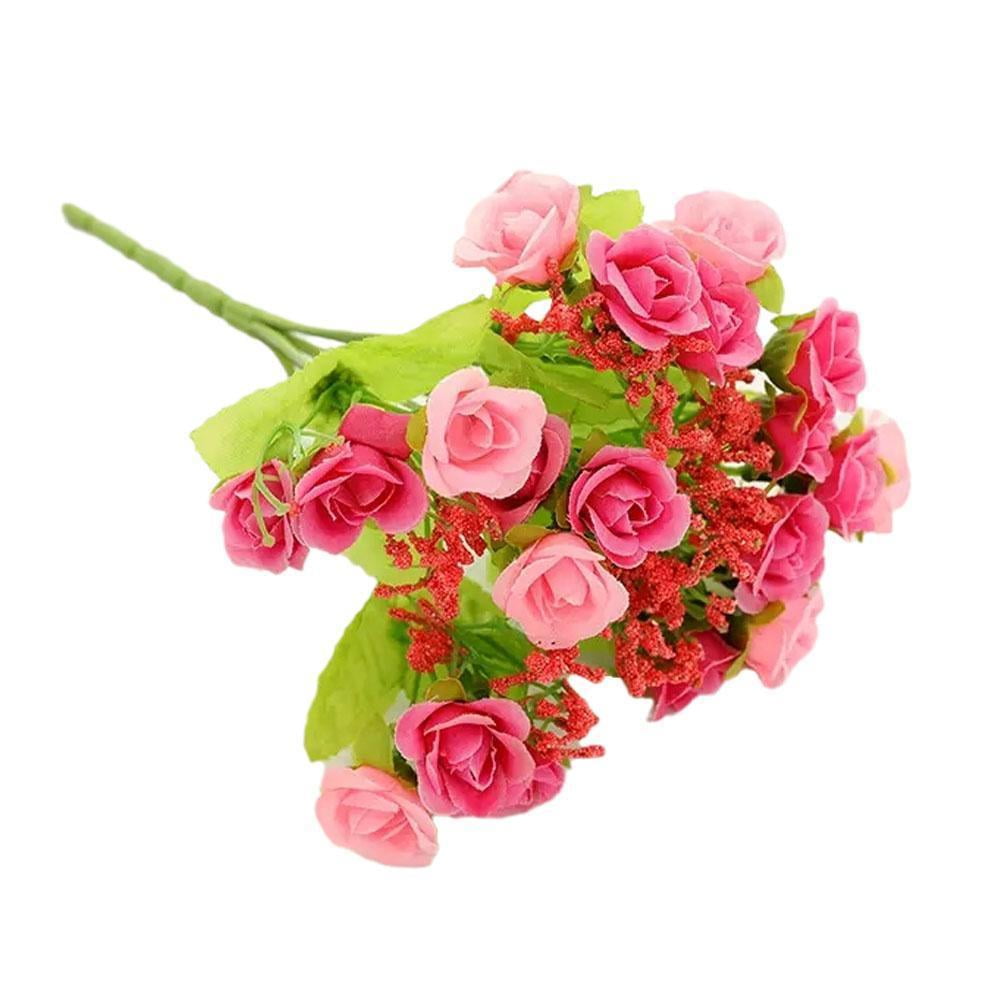 21 Heads Stems Artificial silk Flowers Rose Bunch Wedding Home Grave ...