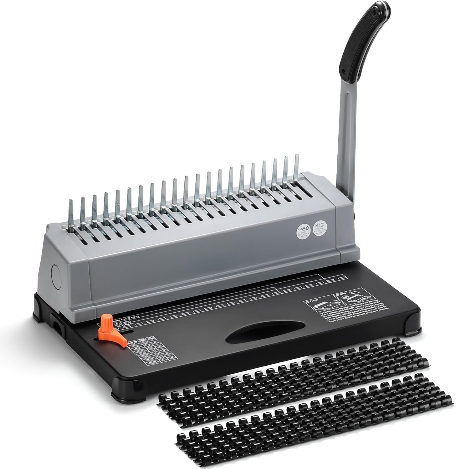 21-Hole 450-Sheet Manual Comb Binding Machine with 100 PCS 3/8" Spines ...