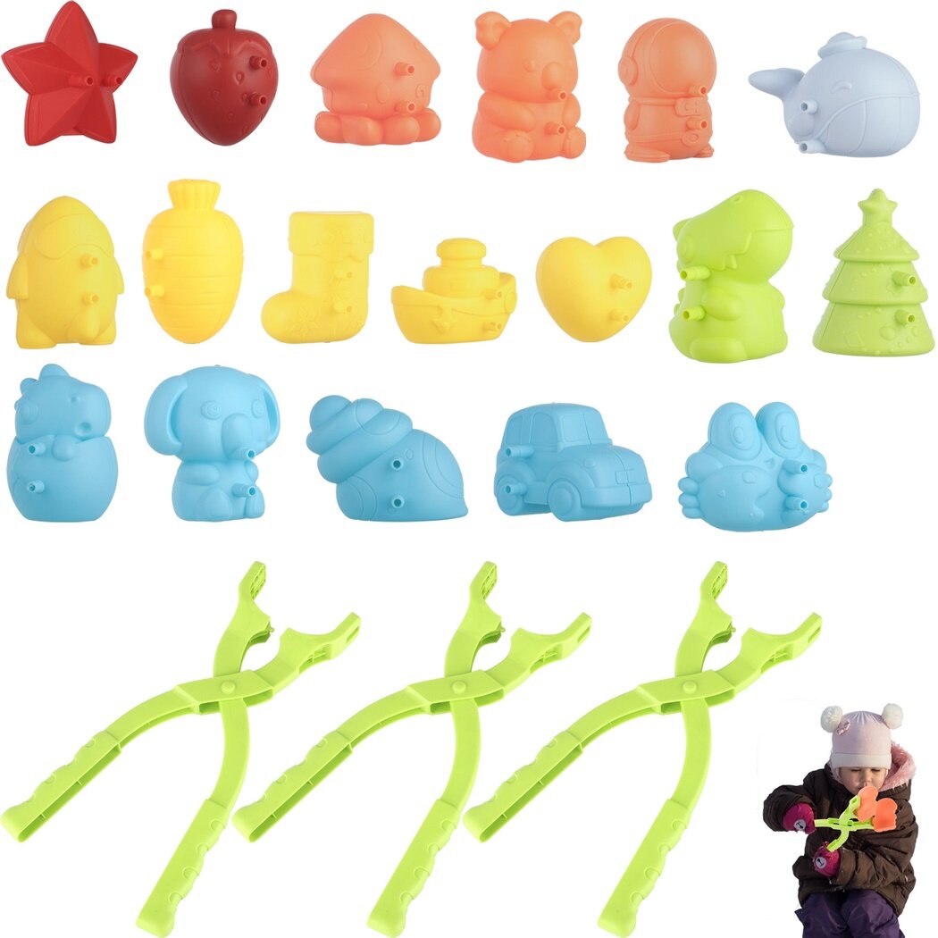 21-In-1 Snowball Maker Toys for Kids, Snow Toys with 18 Interchangeable ...