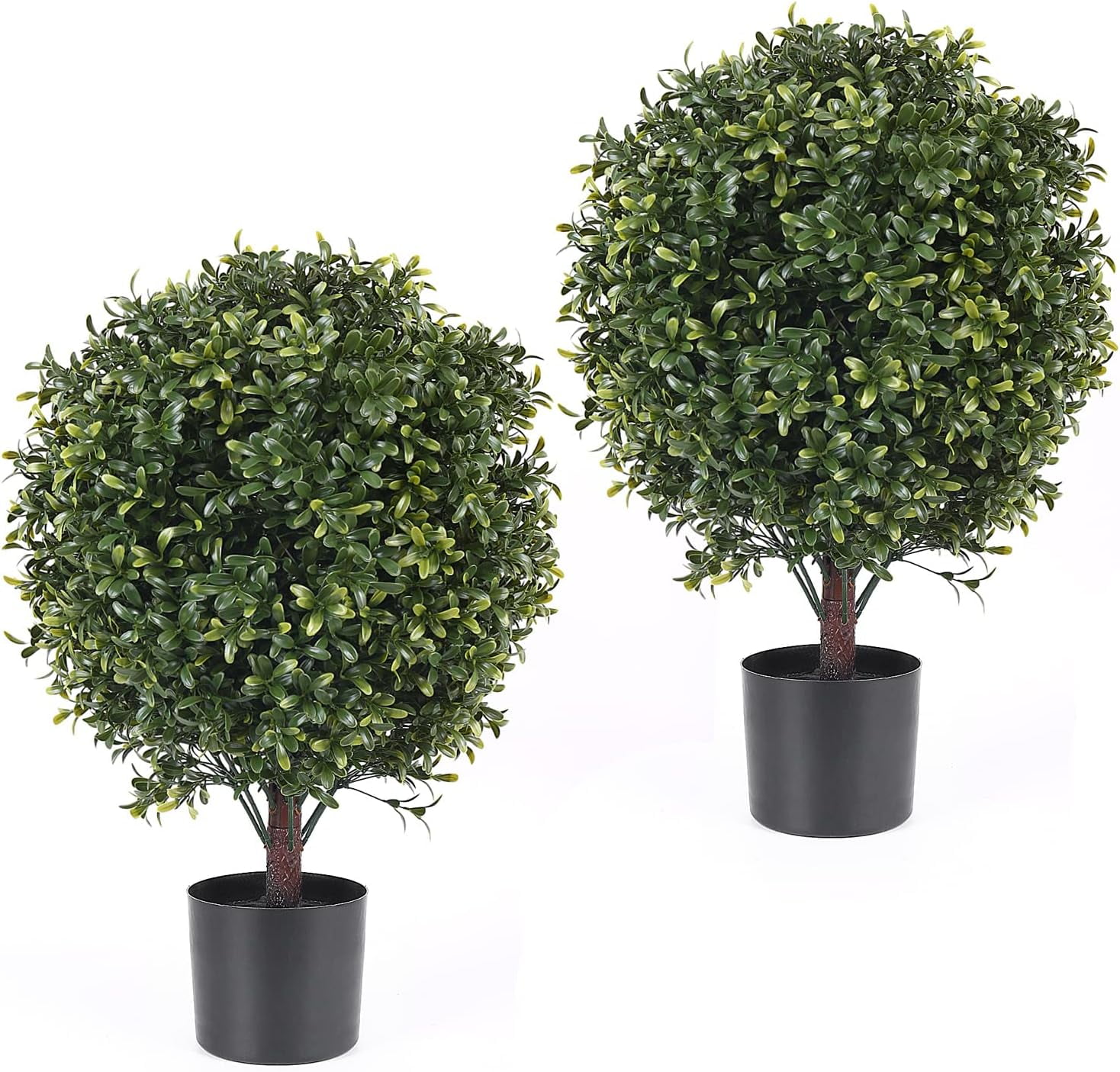 21 Inch Artificial Topiary Boxwood Ball Trees – Decorative Fake ...