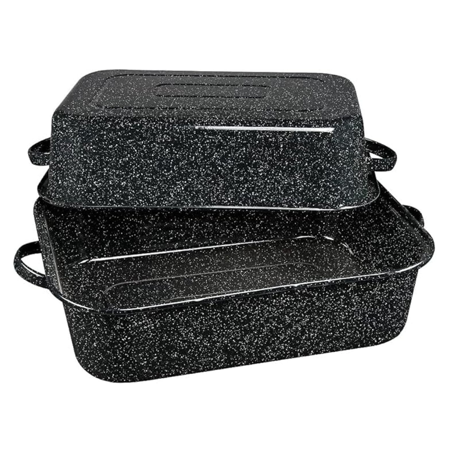 21-Inch Covered Rectangular Roaster - Enamel Steel Cookware, Nonstick ...