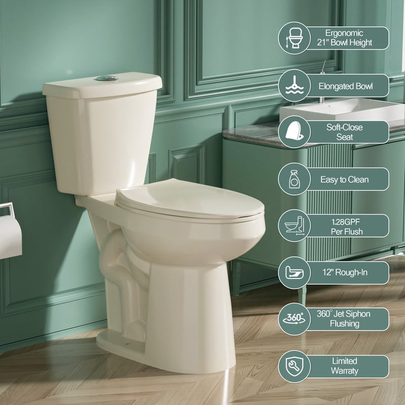 21 Inch Extra Tall Toilet for Seniors, Elongated High Toilet, Comfort ...