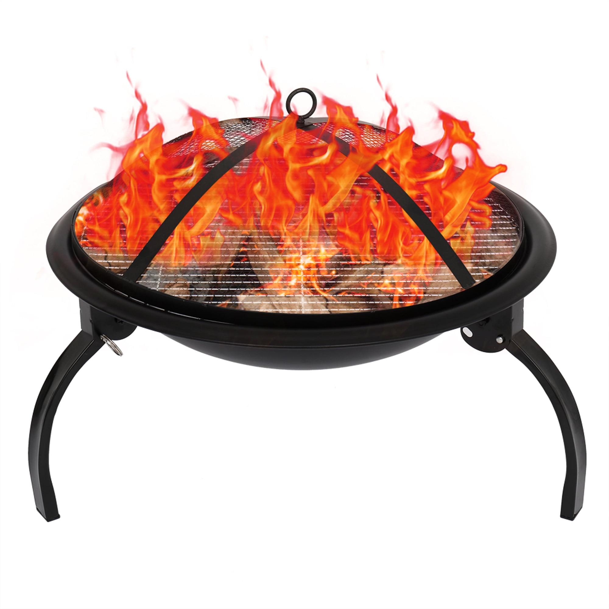 21 Inch Grill Fire Pit, SYNGAR Outdoor Wood Burning Bonfire BBQ Fire ...
