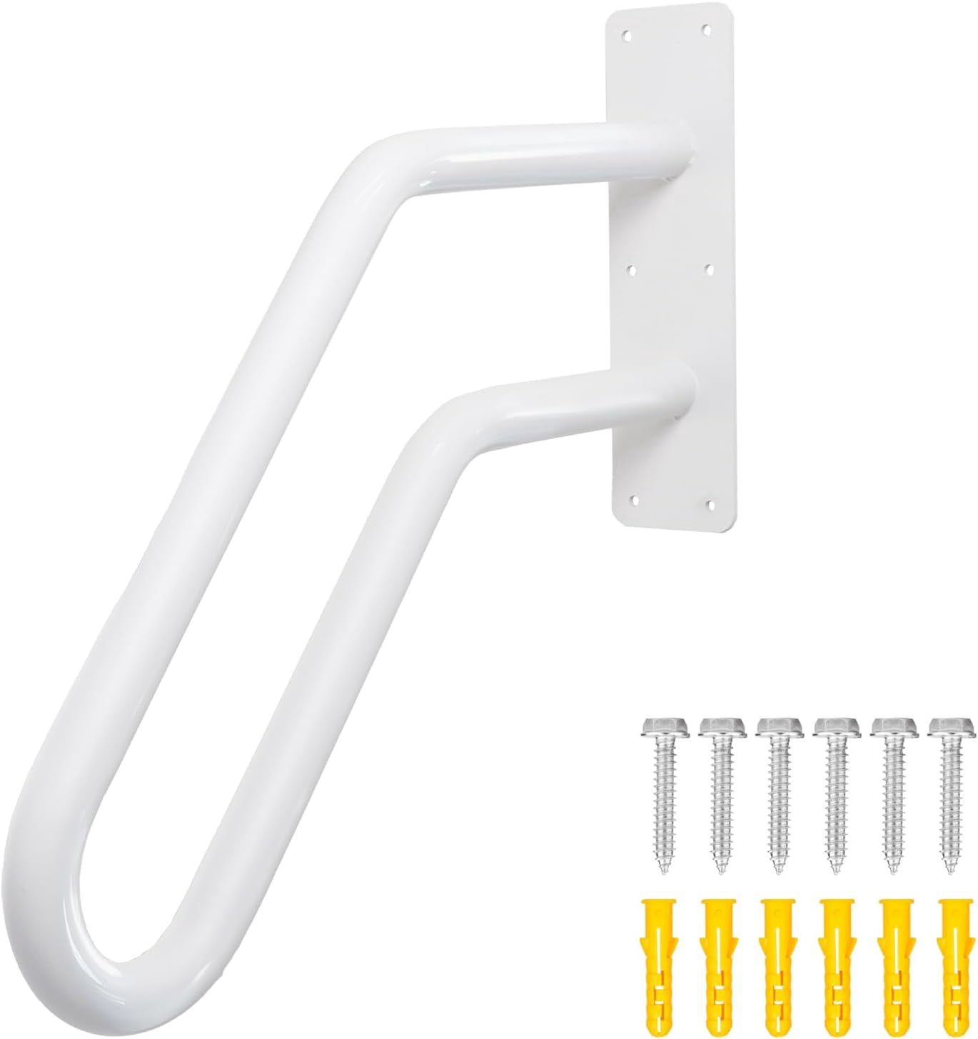 21 Inch Heavy Duty White Stair Handrail Outdoor 1-3 Steps - U Shaped ...