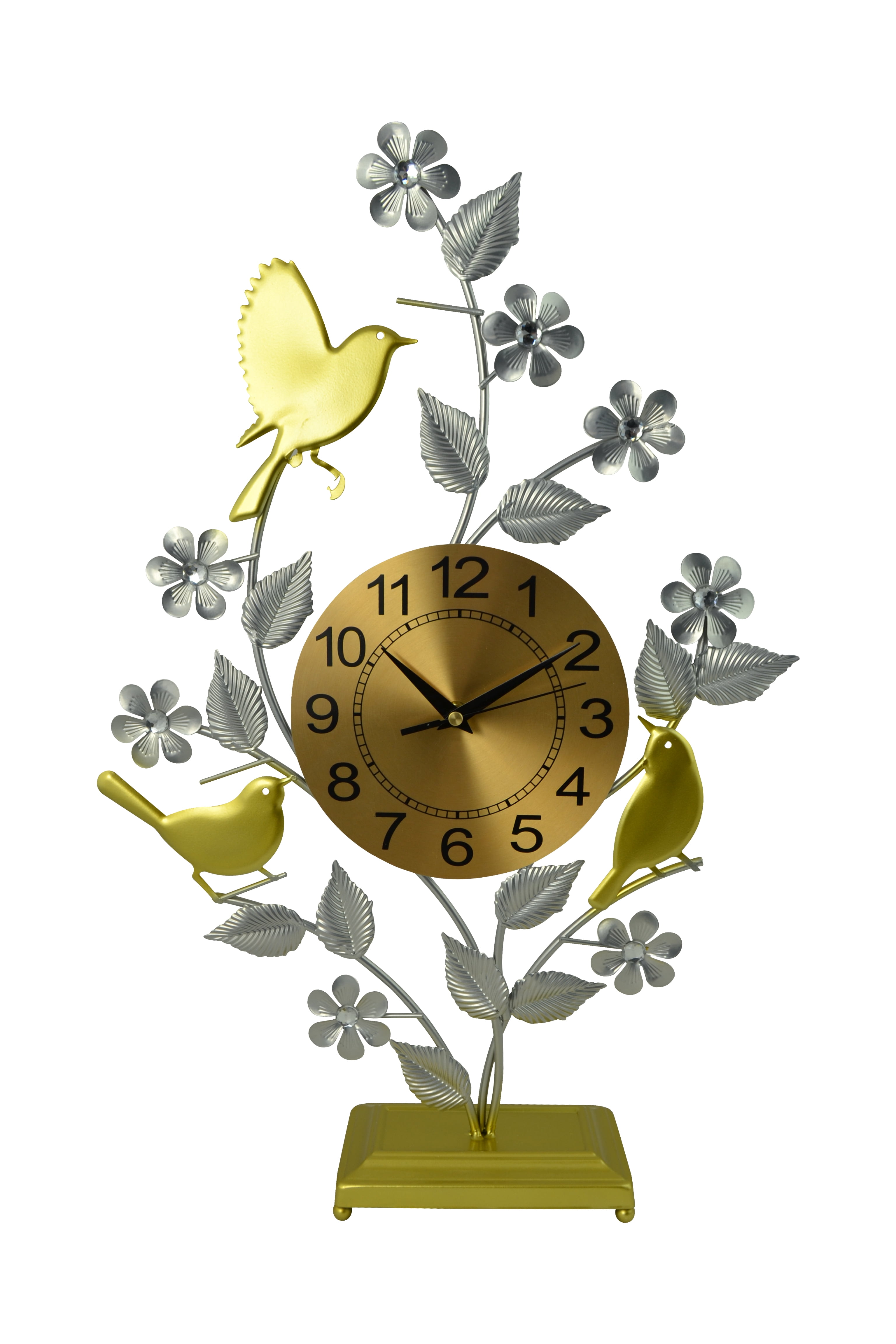 21" Inch Metal Birds on Tree Mantel Clock - Walmart.com