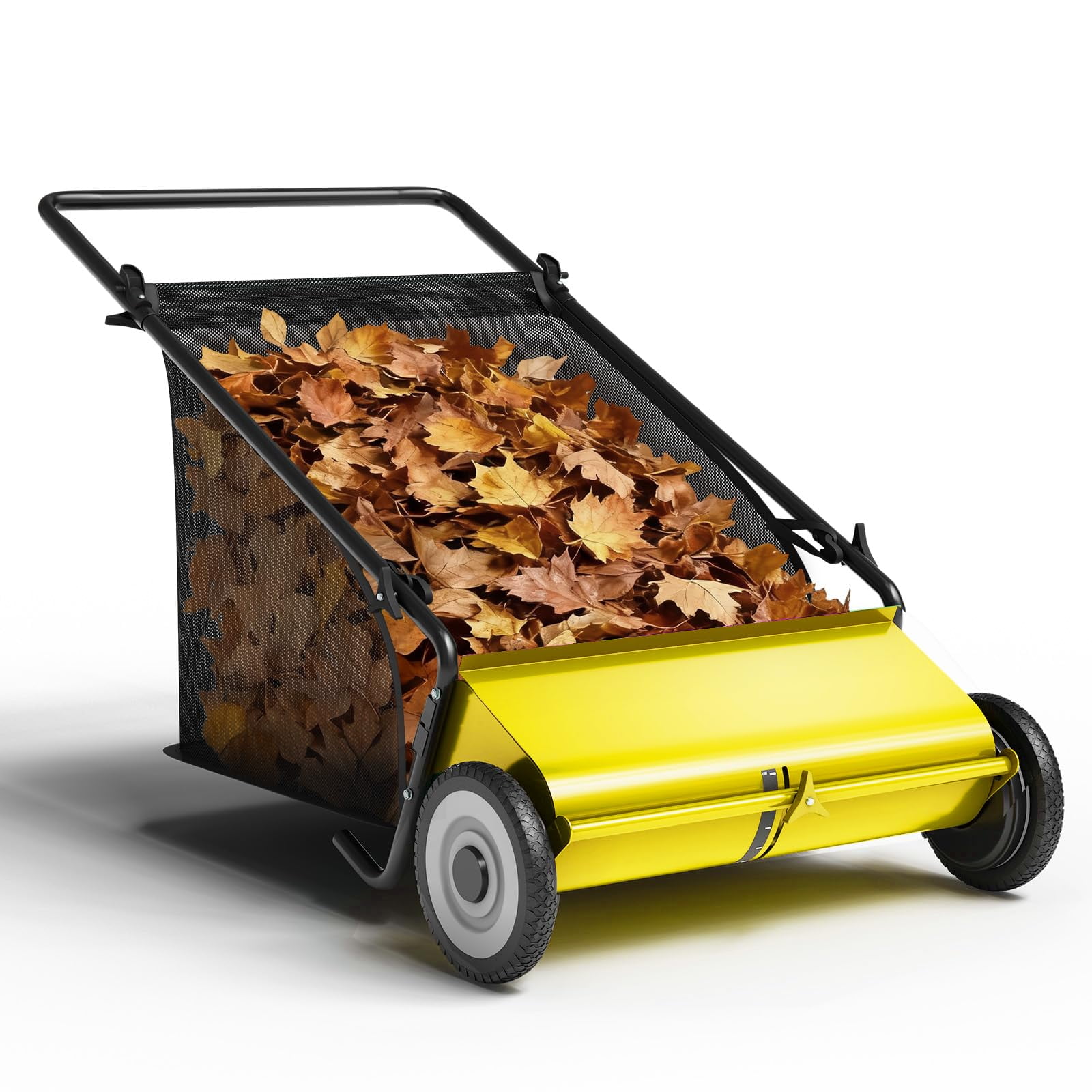 21 Inch Push Lawn Sweeper, 3.5 Cu. Ft. Hopper Capacity Grass Sweeper ...