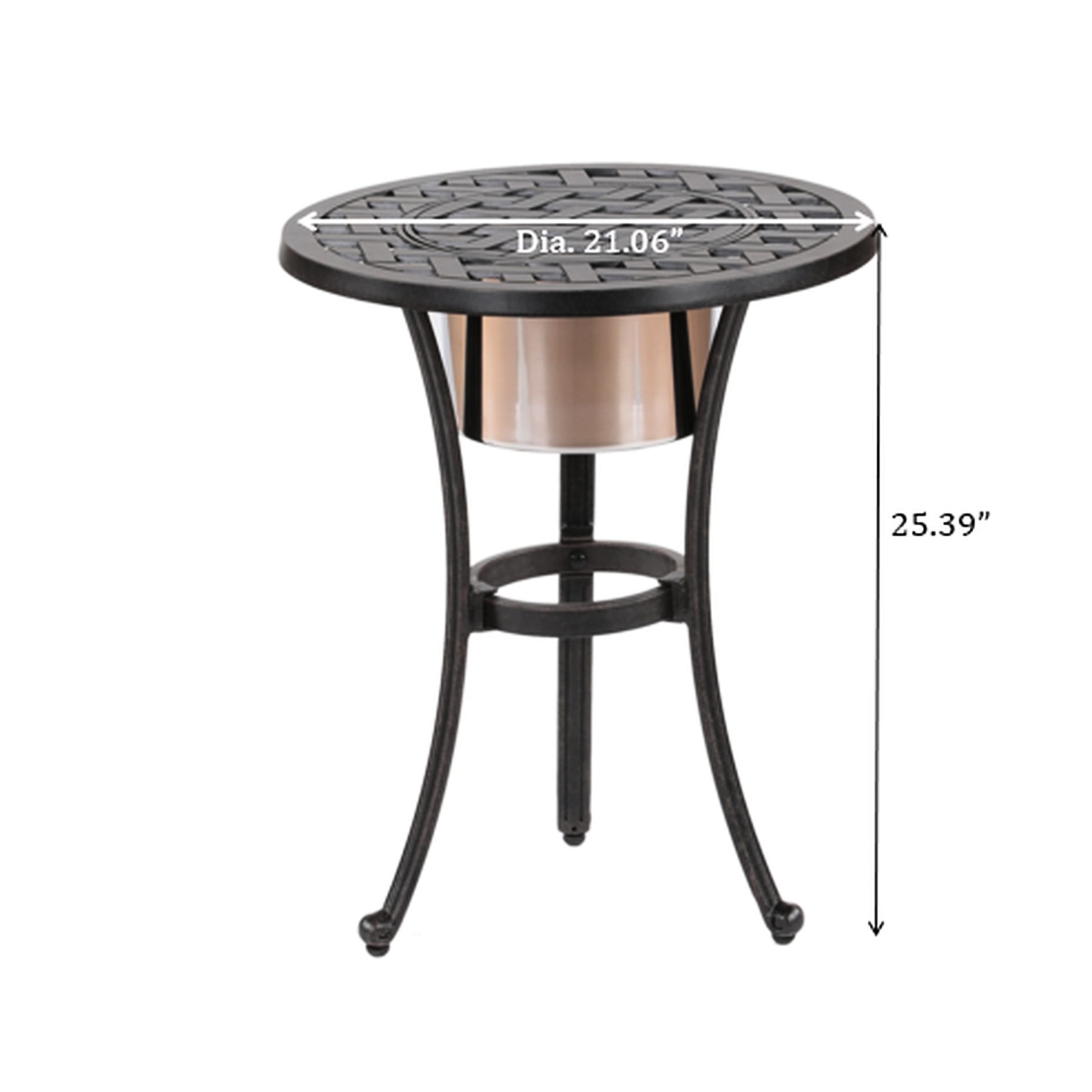 21-Inch Round Bistro Table of Aluminum | Keeps Beverages Cool on Hot ...