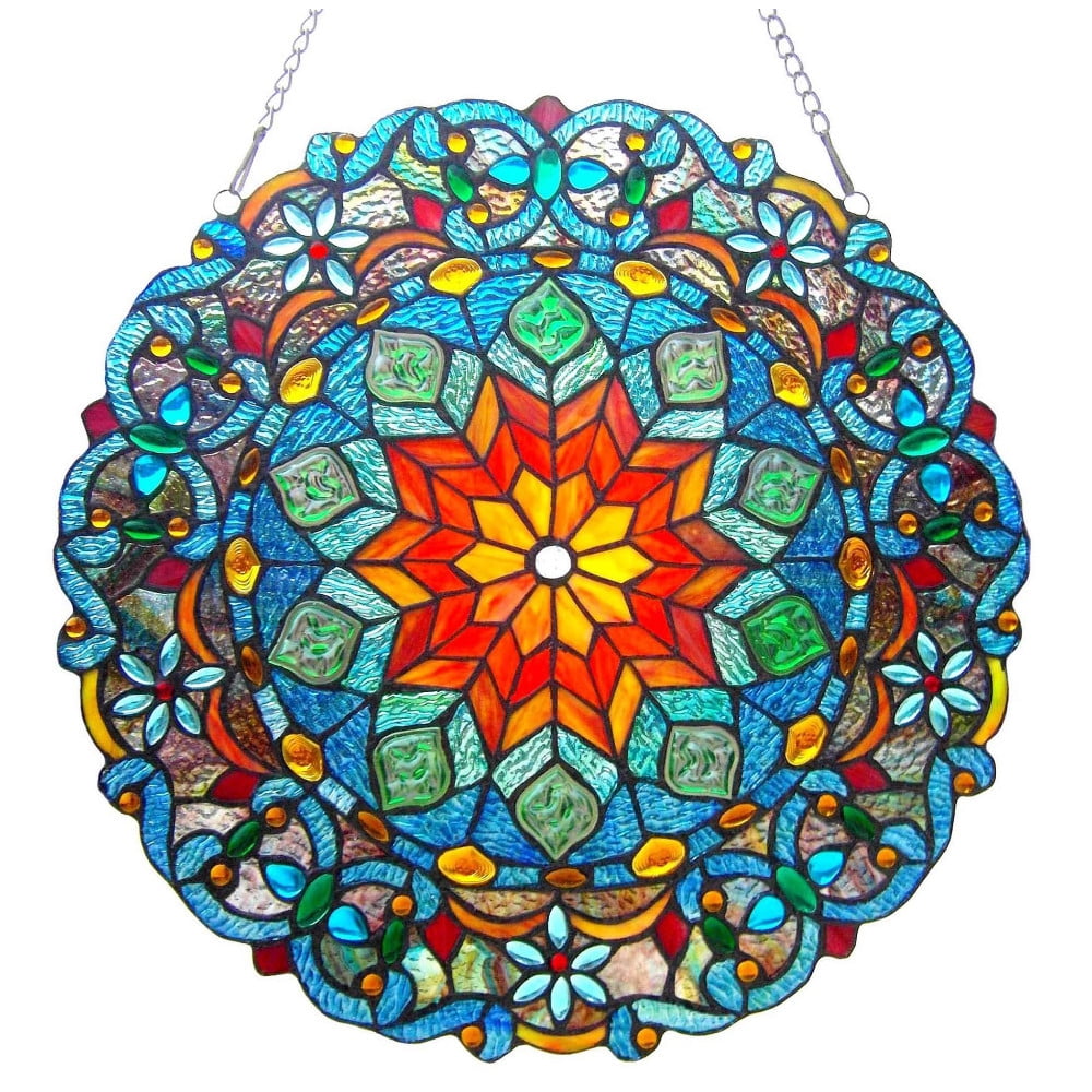 21 Inch Tiffany Style Round Glass Window Screen, Multicolor - Walmart.com