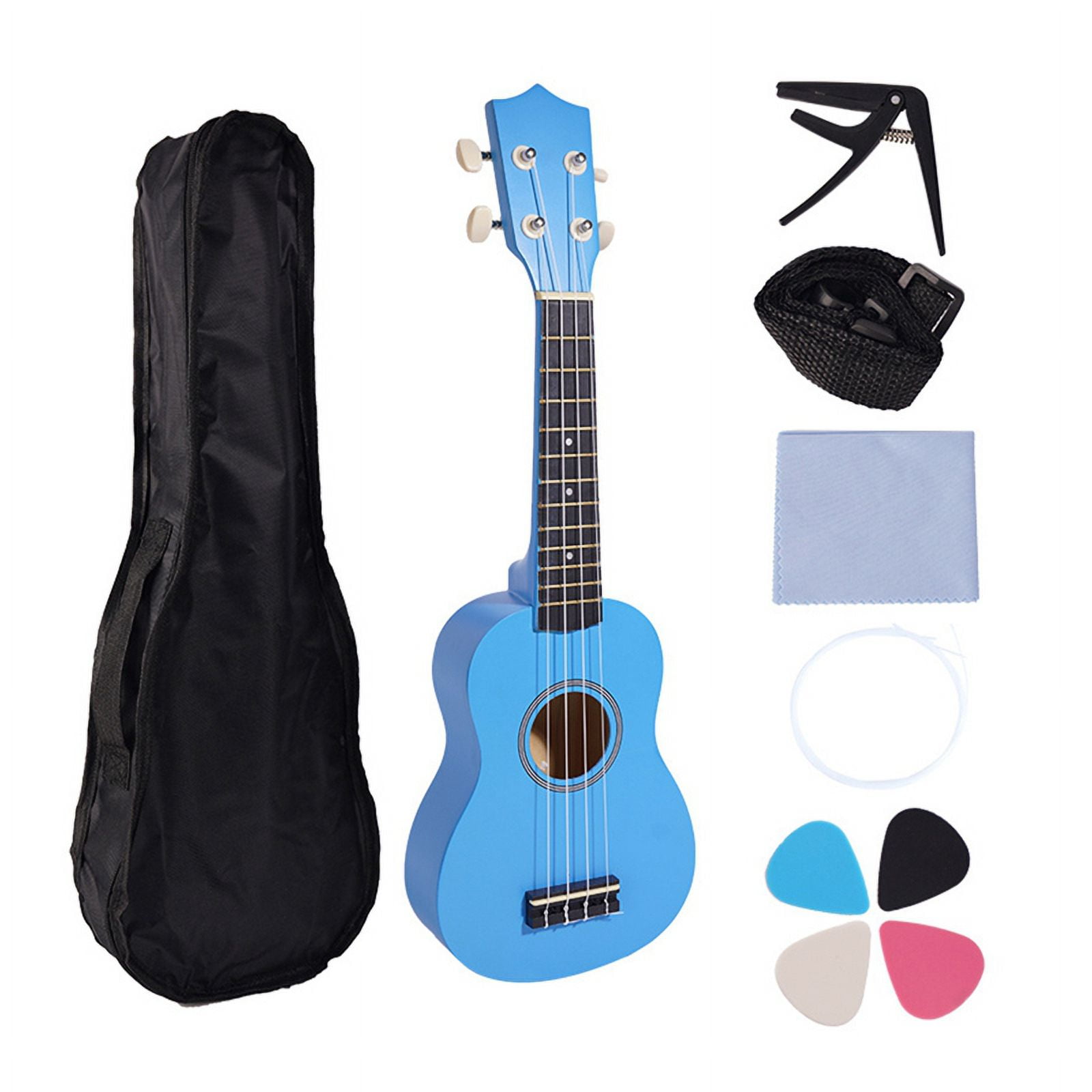 21 Inch Ukulele Set for Beginners 4-String Small Guitar Basswood with ...