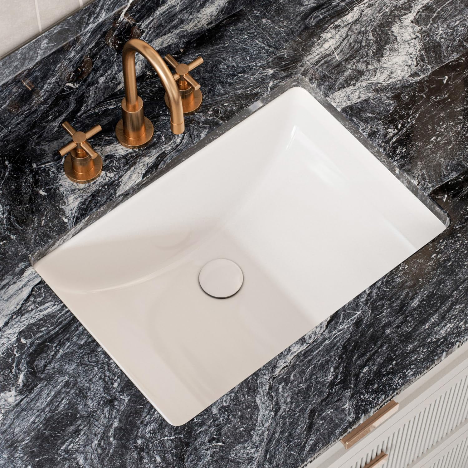 21 Inch Undermount Bathroom Sink Rectangle, Los Flexi 21"W x 15"D White ...