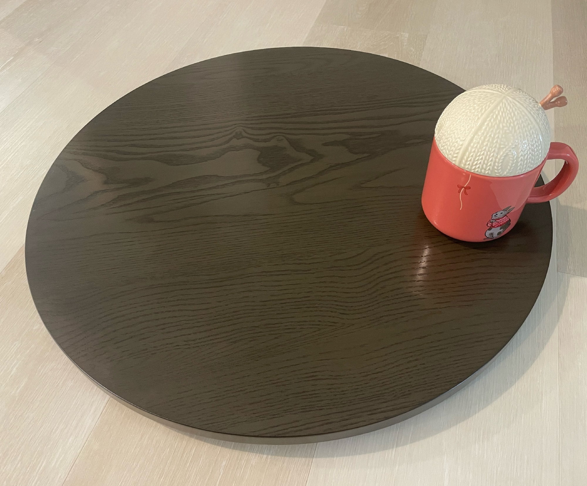 21 Inches Diameter Grey Wood Rotating Turntable Lazy Susan 360 Swivel ...